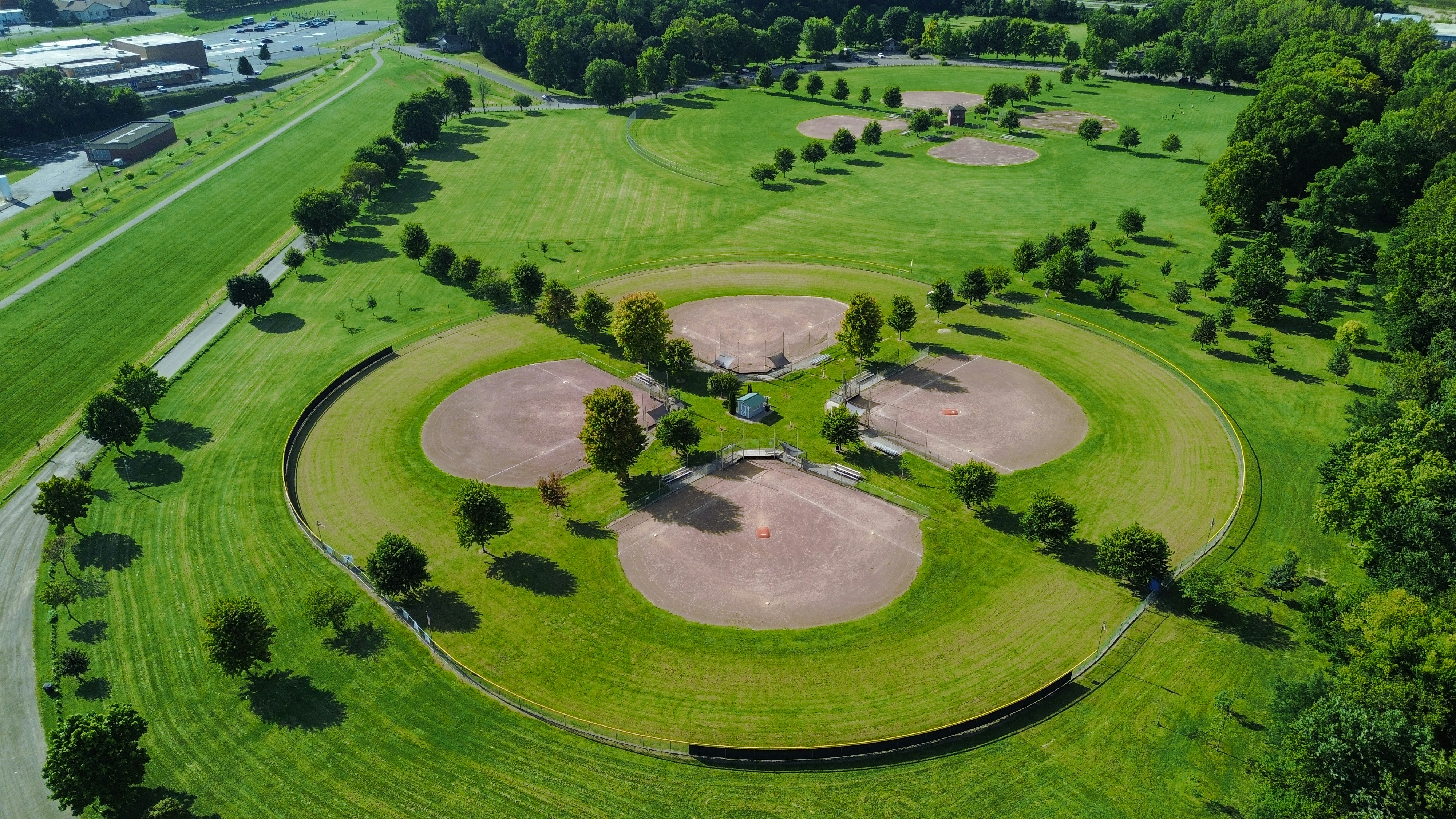 Circular Park: Aerial Rings of green and clay