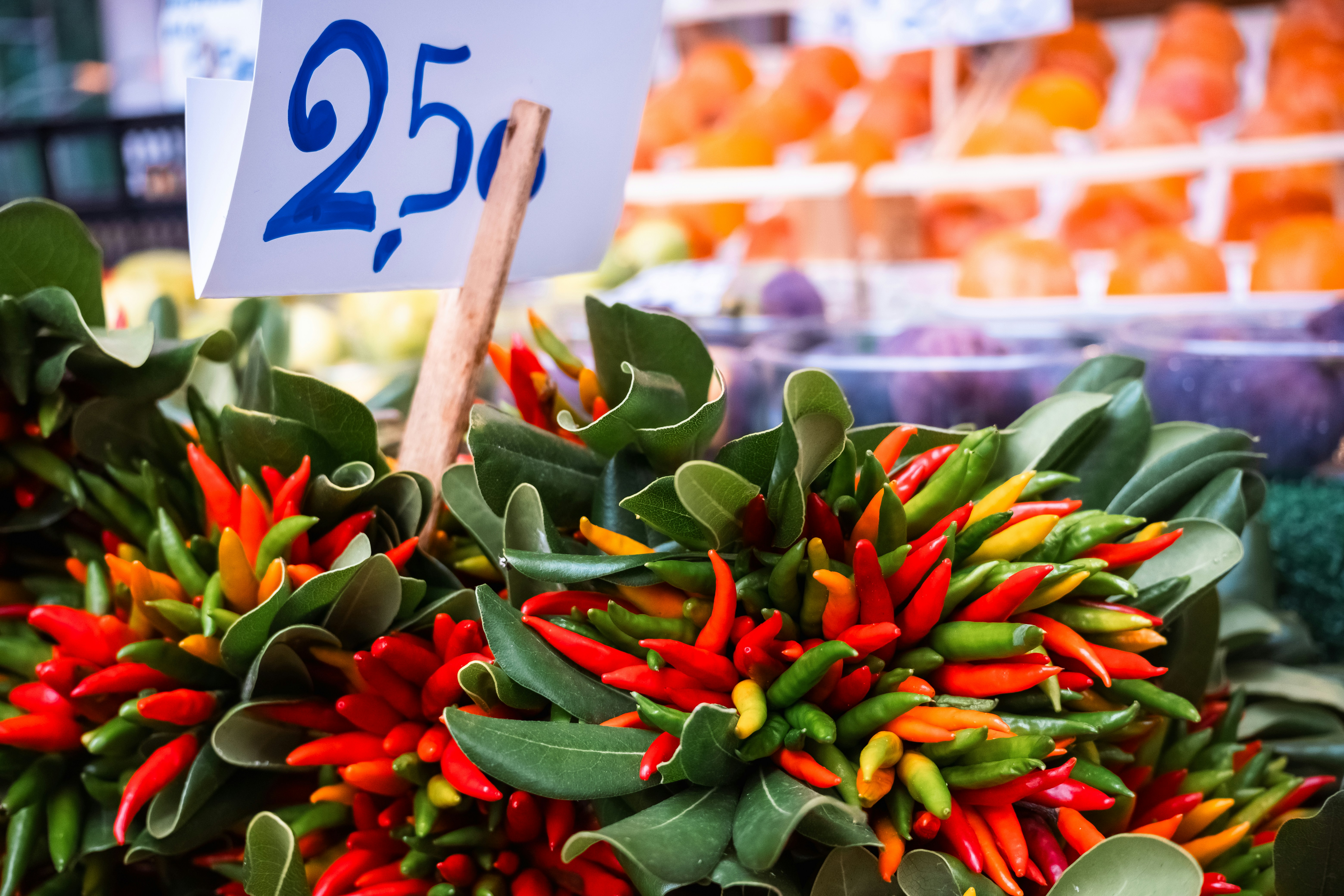 Scarlet Chili Burst at a Market Stall