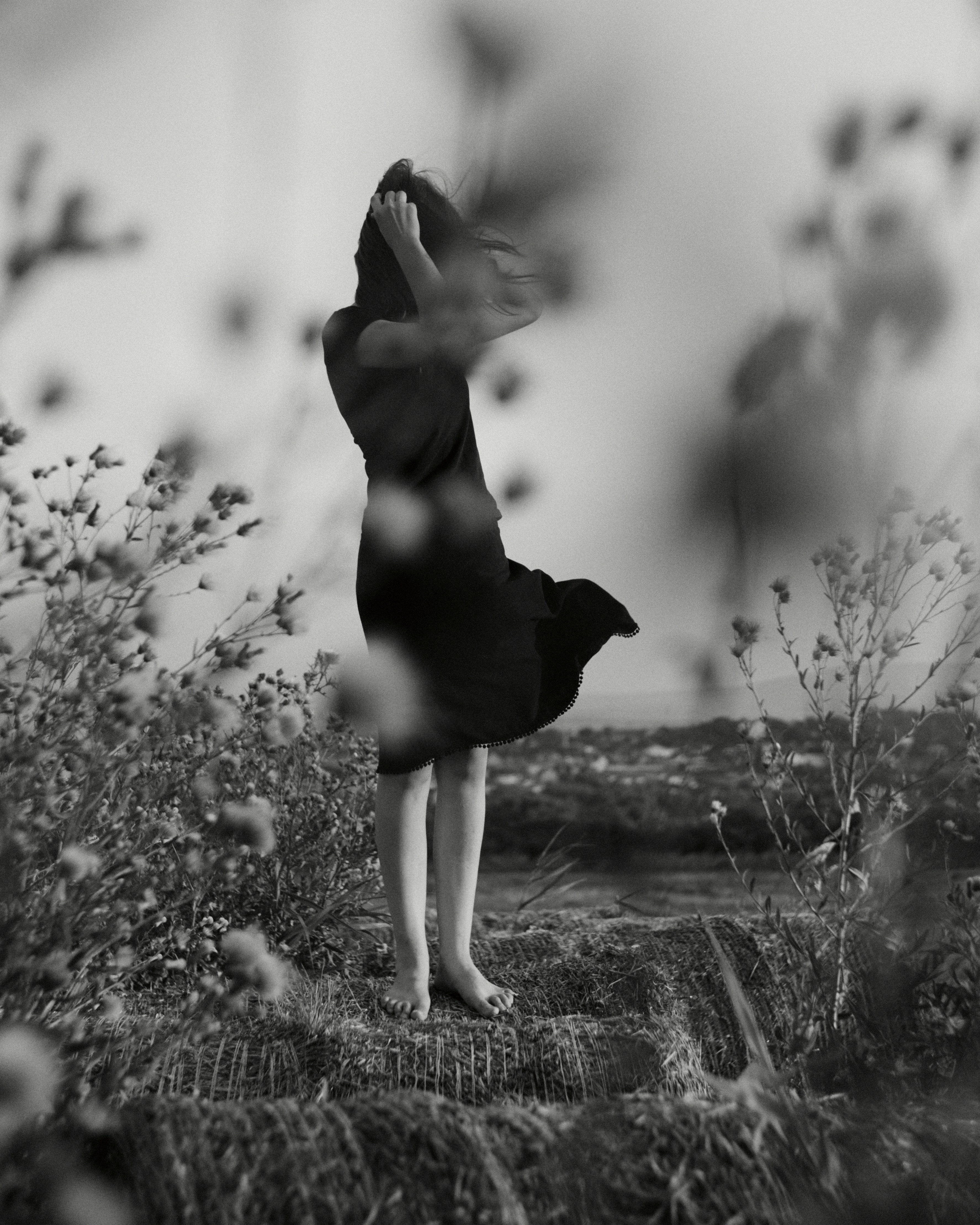 Silhouette of a Dancer in a Wind-Formed Field