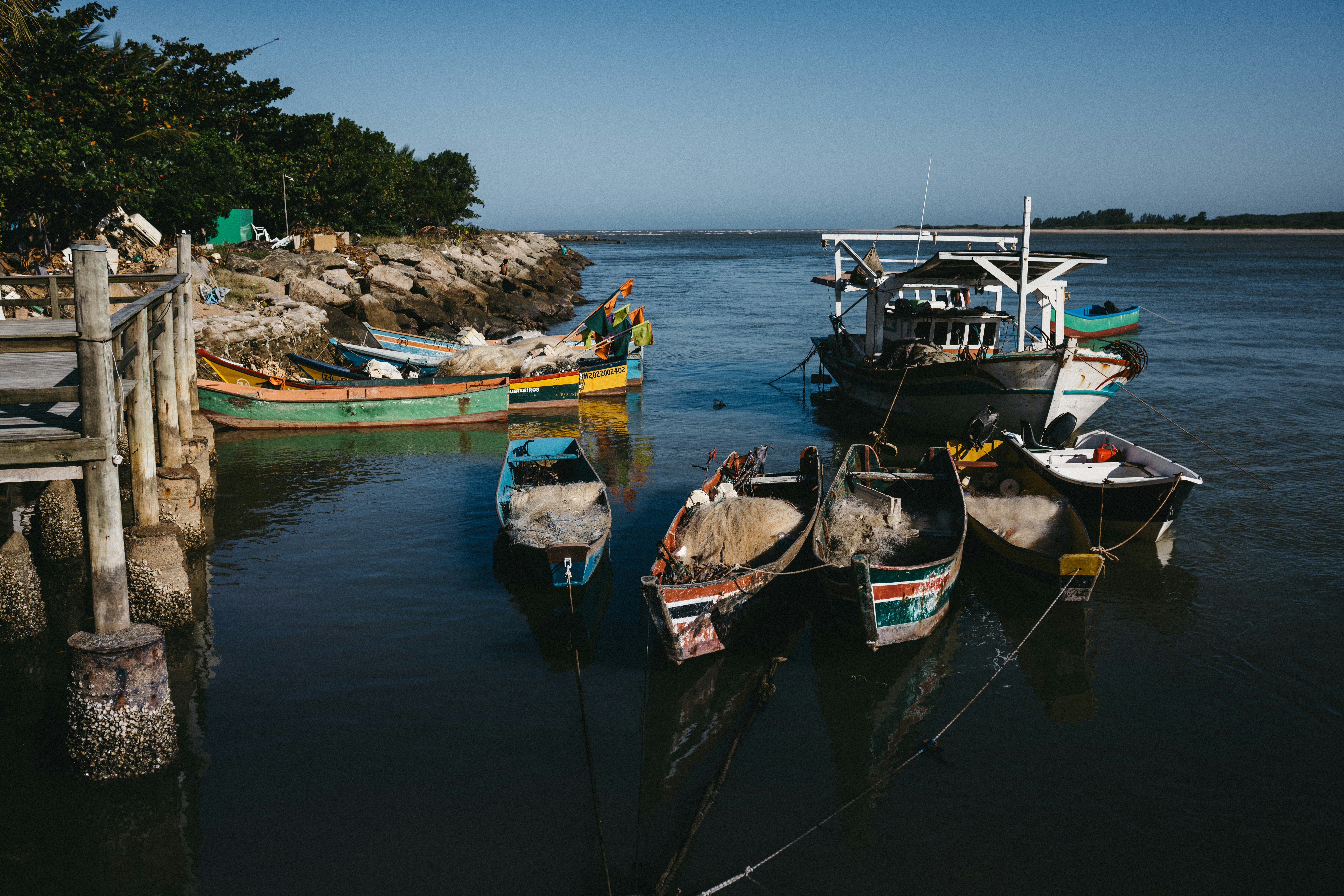 Boats at Rest along a Quiet Tidal Edge