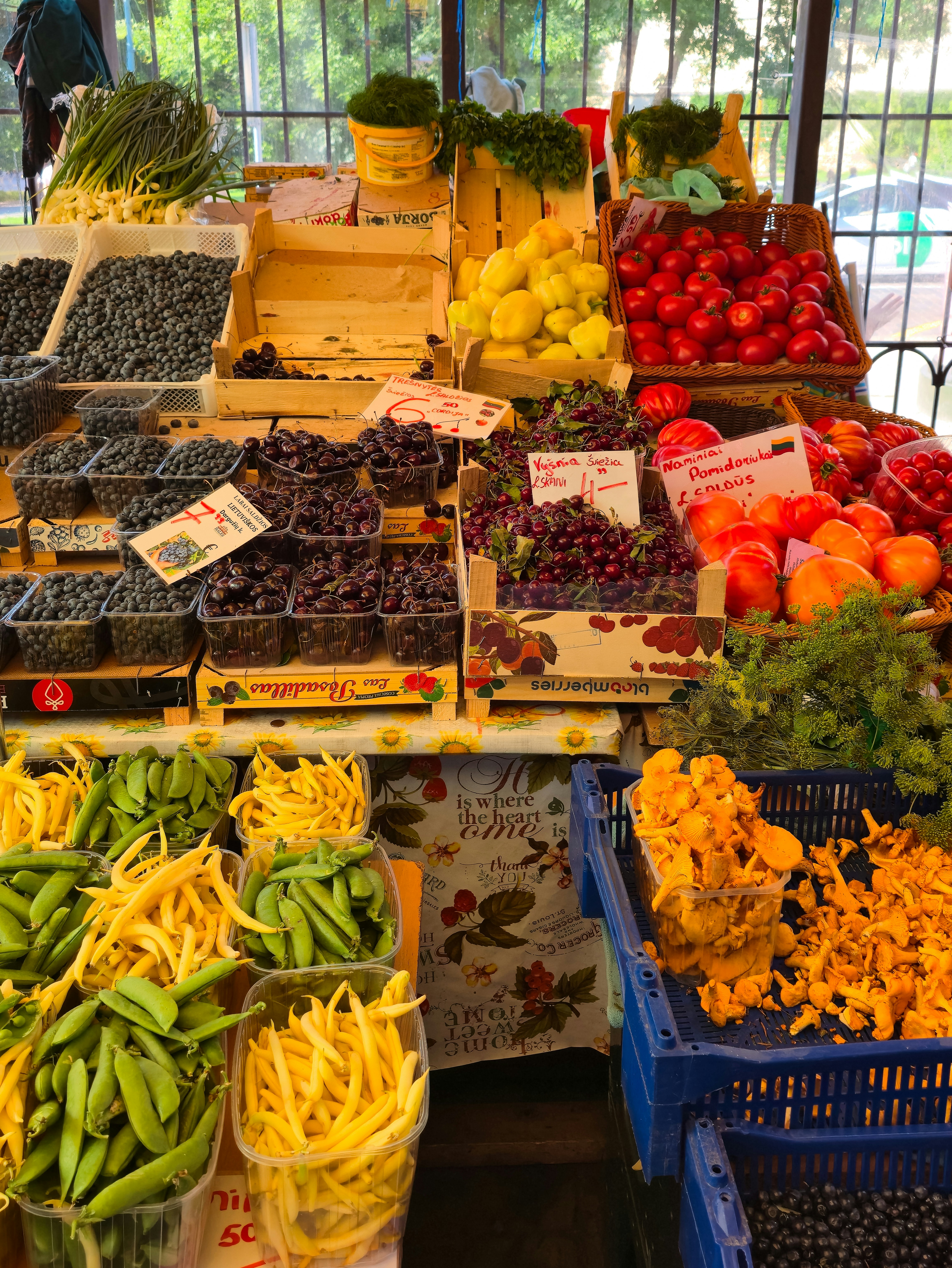 Harvest Palette: A Lively Market Stand Bursting with Berries, Citrus, and Greens