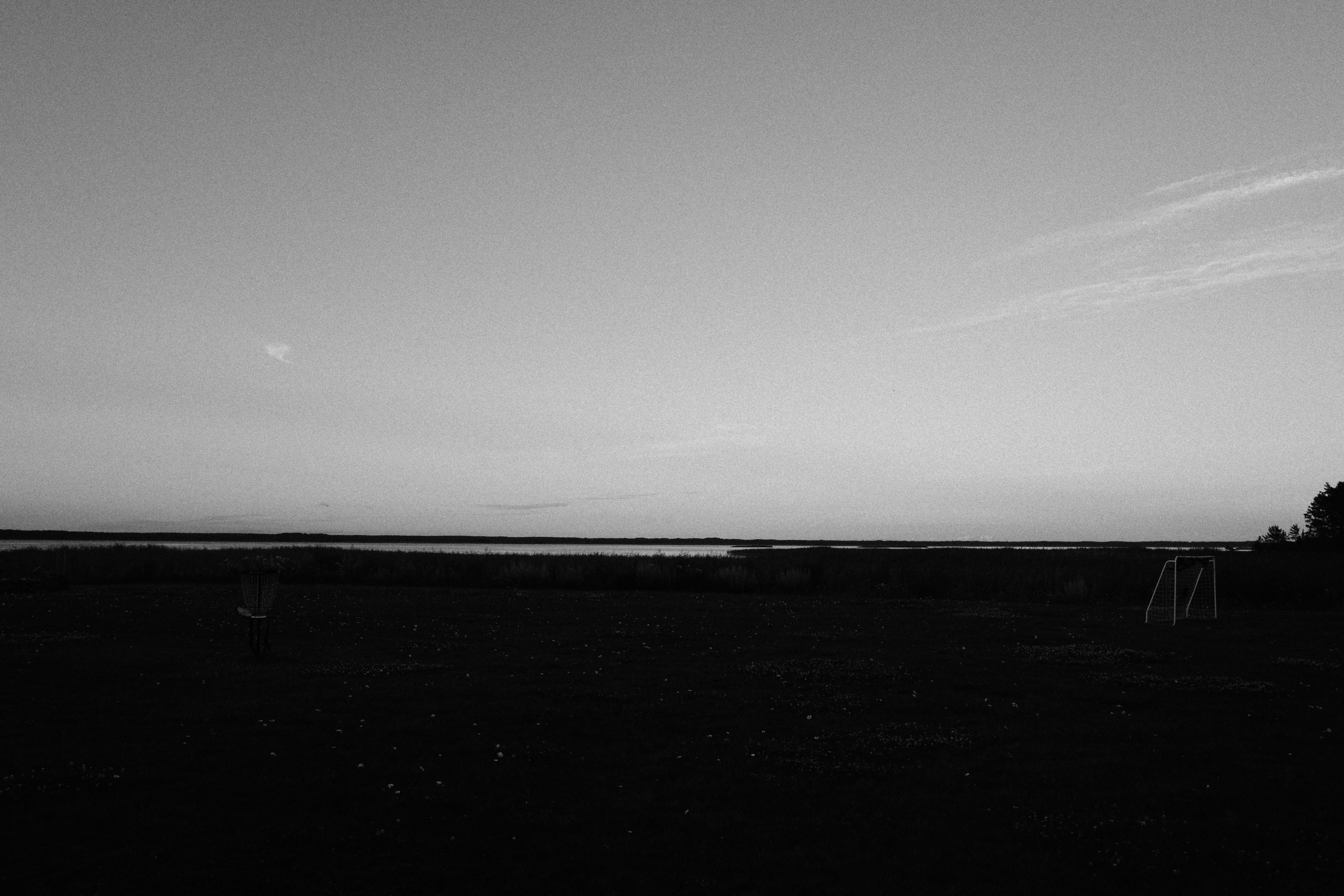 Quiet Shoreline at Dusk: A Flat Horizon under Vast Skies