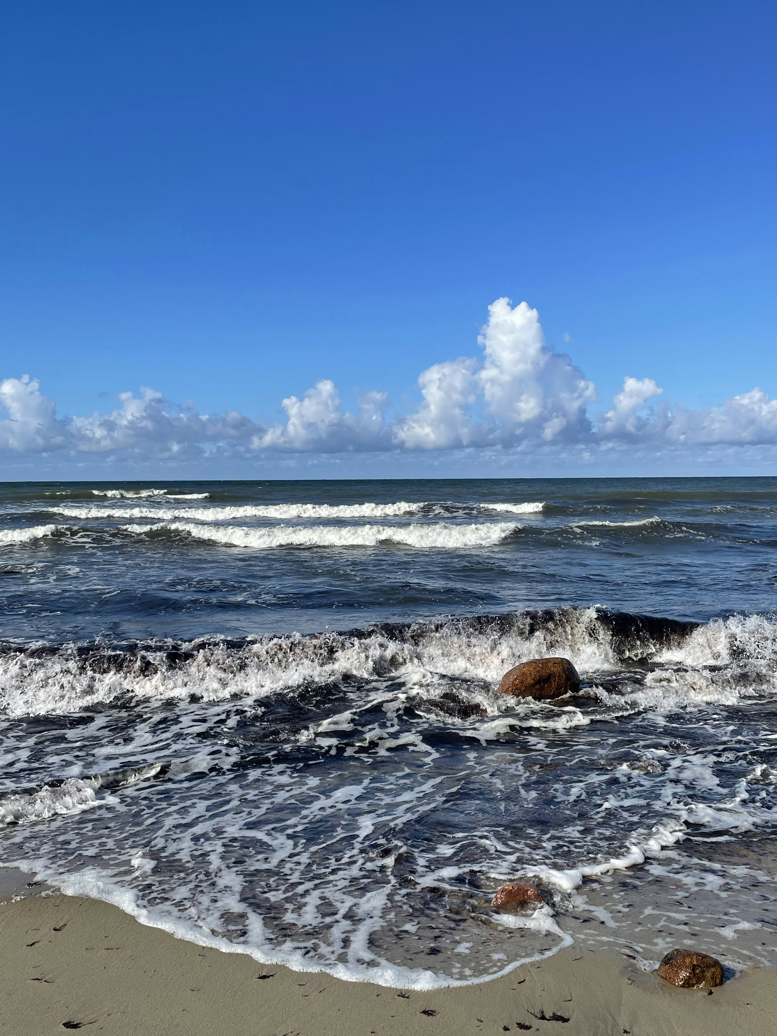 Coastal Crest: Sunlit Waves Reaching a Quiet Shore