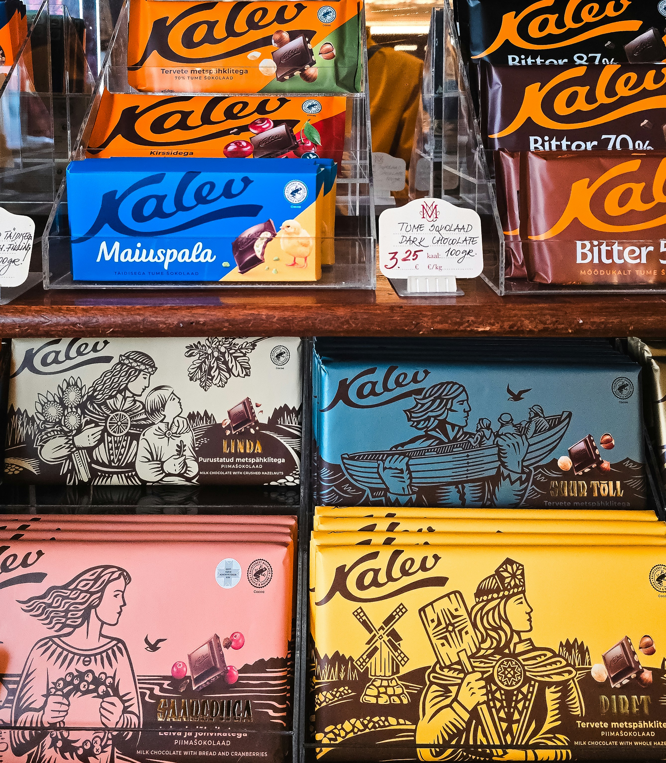 Candy Bar Palette: A Colorful Row of Kalev Chocolates