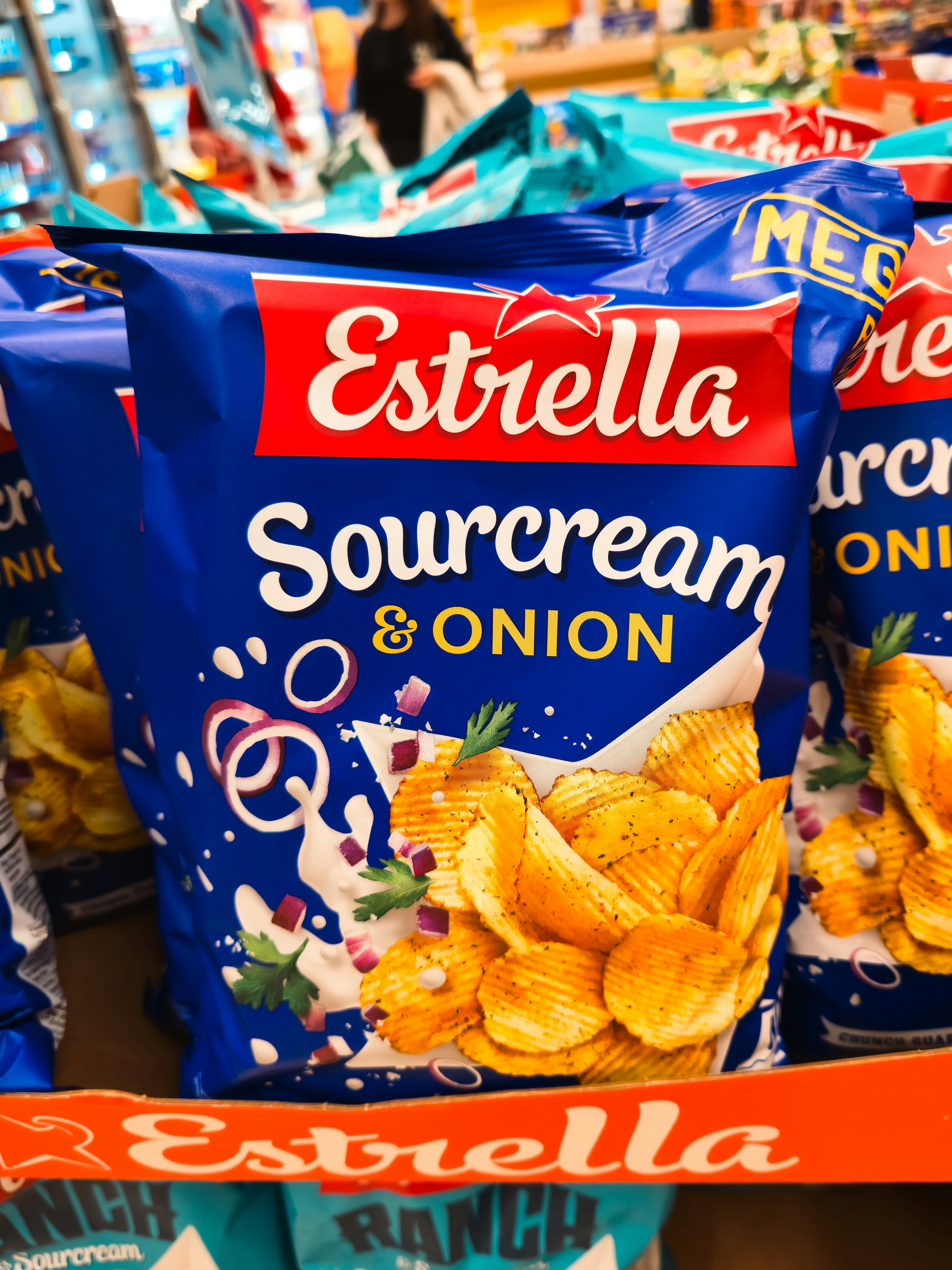 Crinkled Blue Snackbag Front and Center