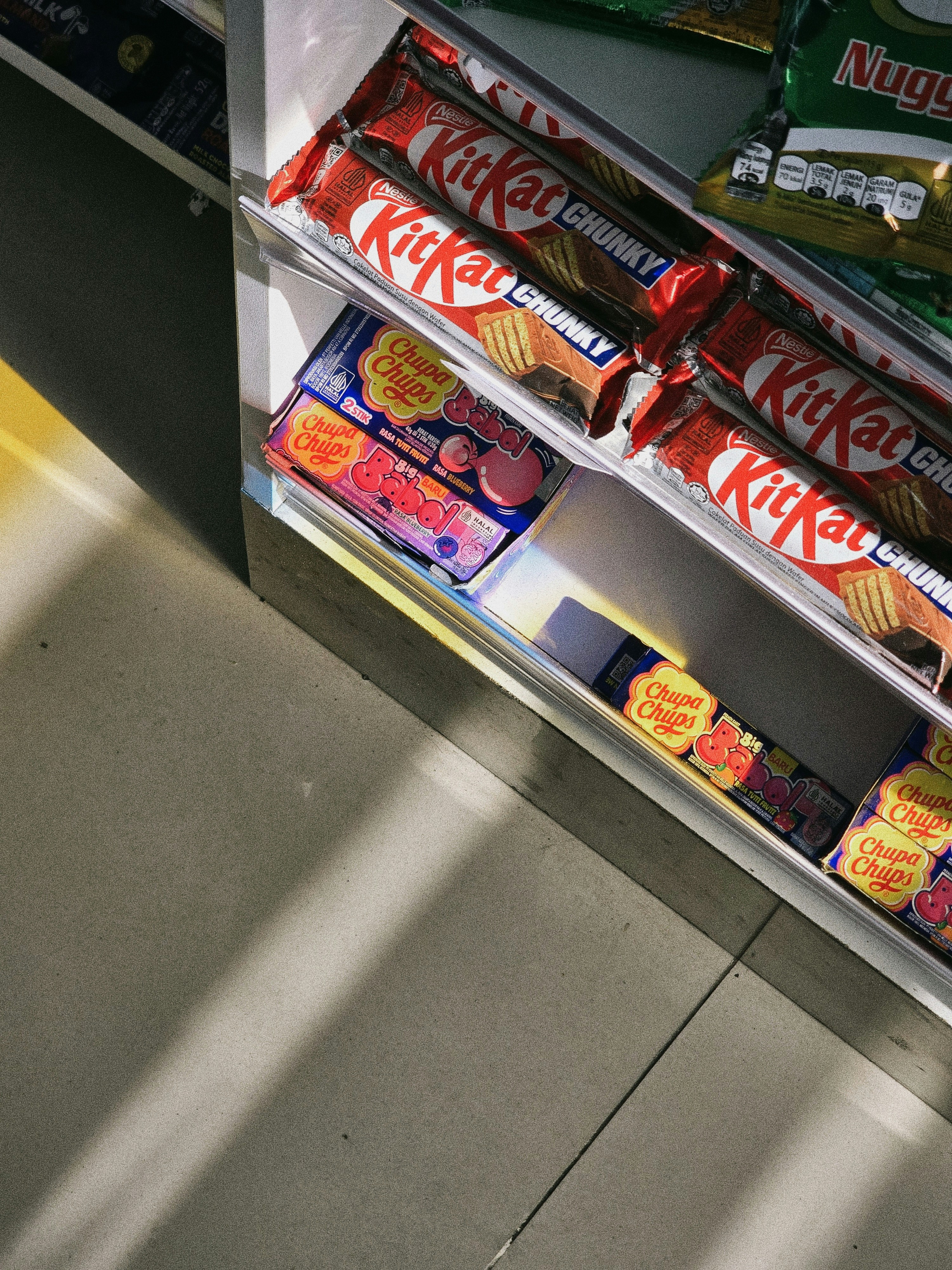 Candy Aisle Palette: KitKats and Chupa Chups in a Supermarket Display