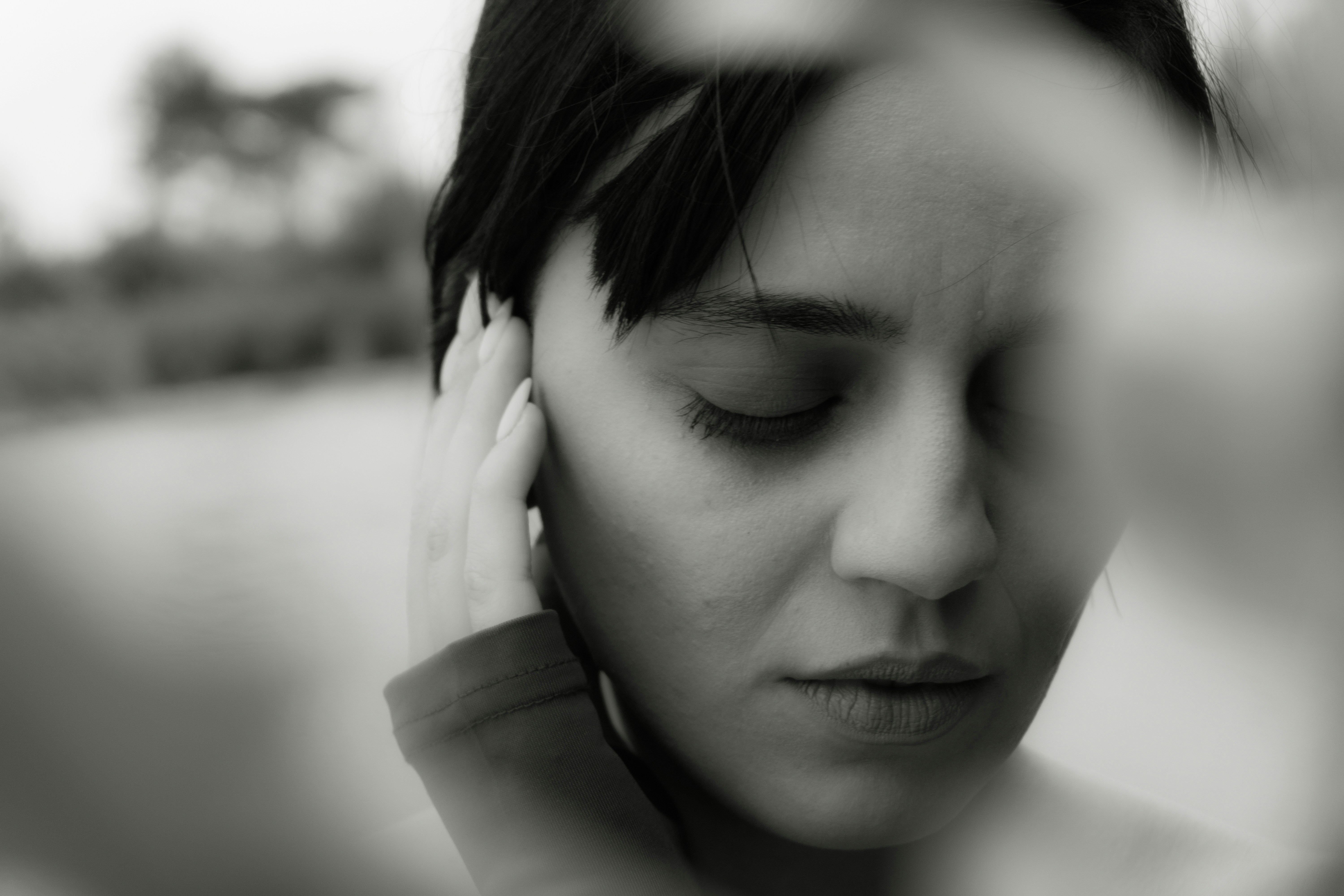 Quiet Introspection: A Close-Soft Portrait in Monochrome