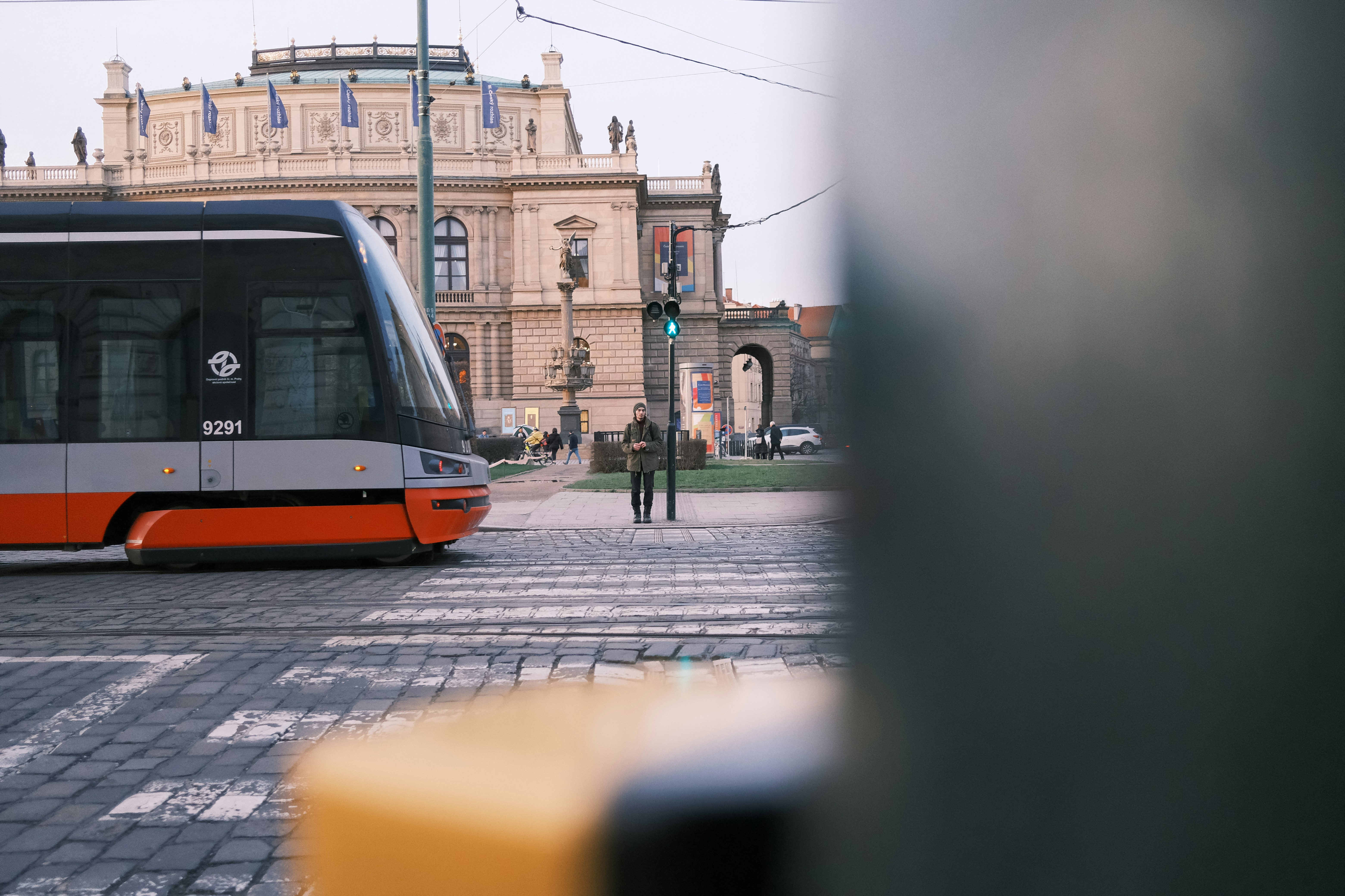 Urban Tramline in a Historic Square