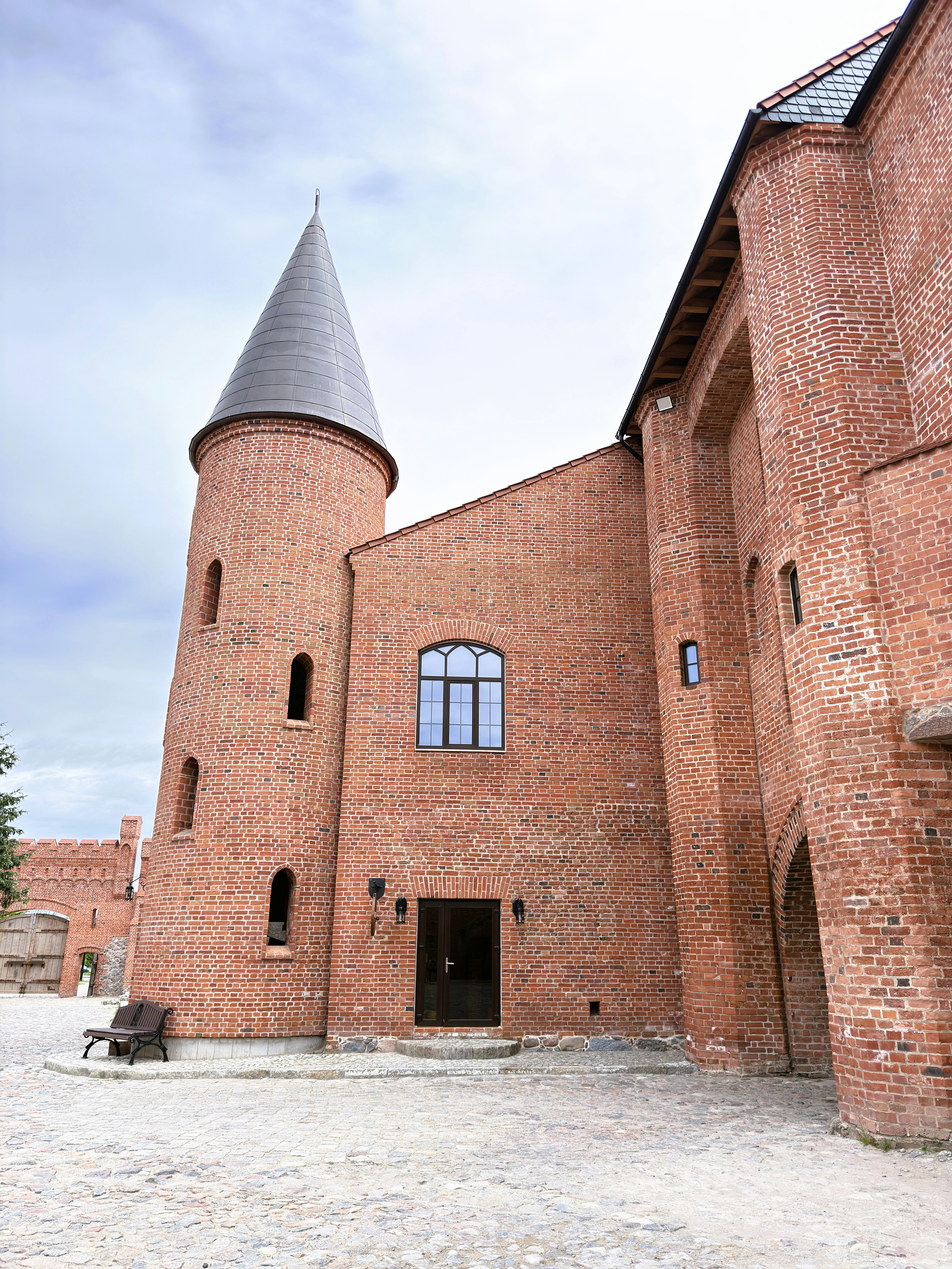 Brick Turreted Facade of a Medieval Castle