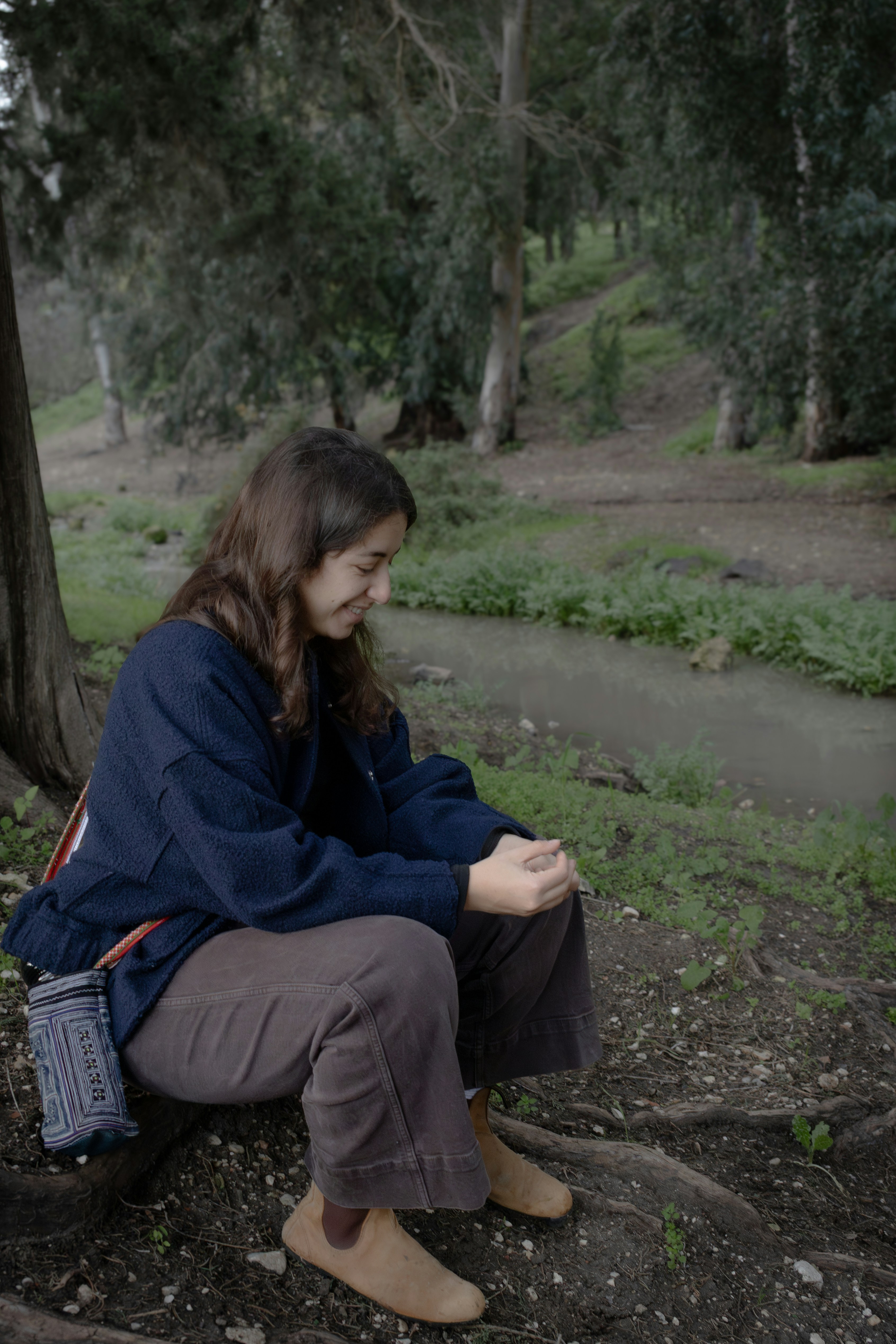 Quiet Contemplation by the Riverside Path