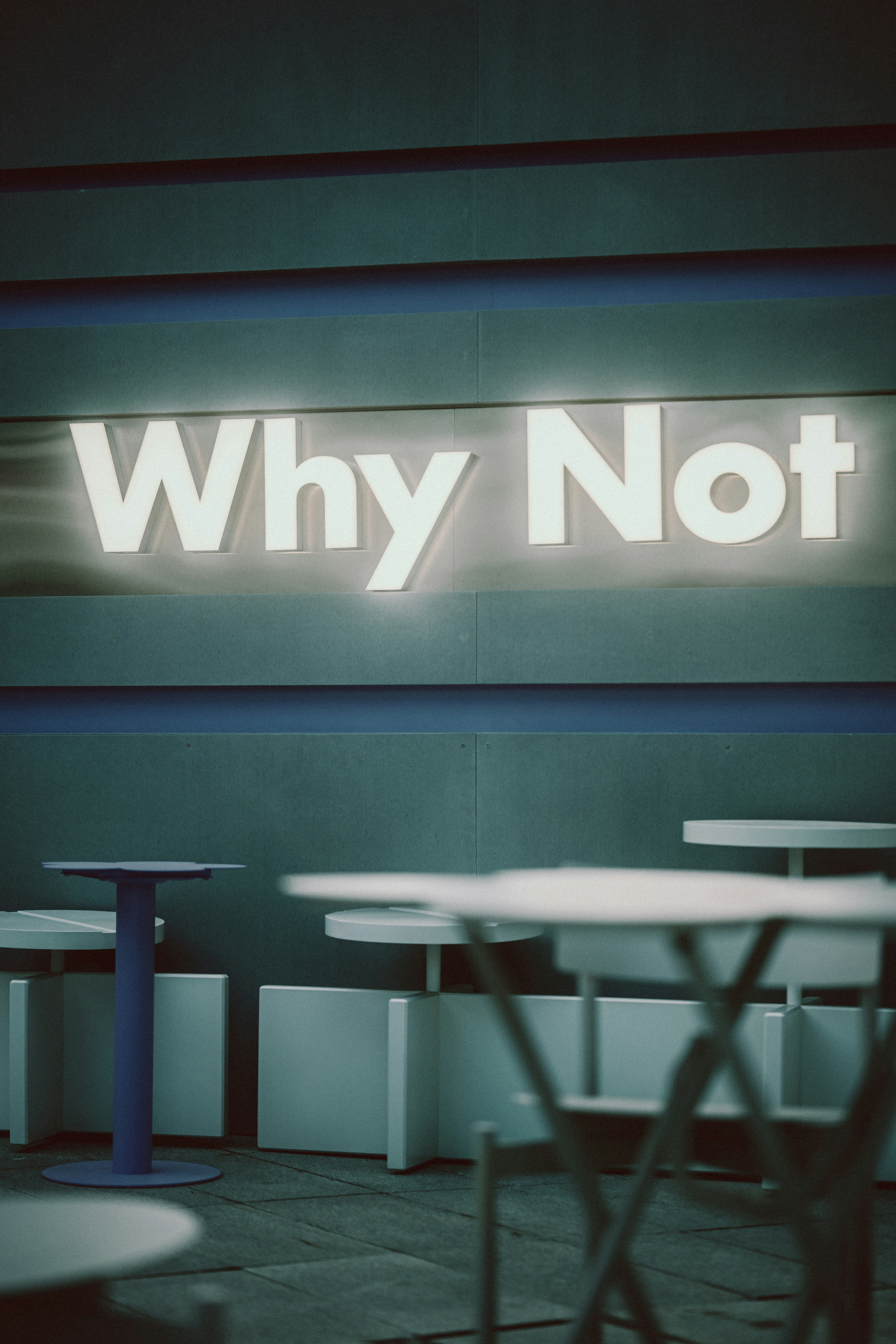 Neon Prompt: Why Not, Blue-Cilled Terrace
