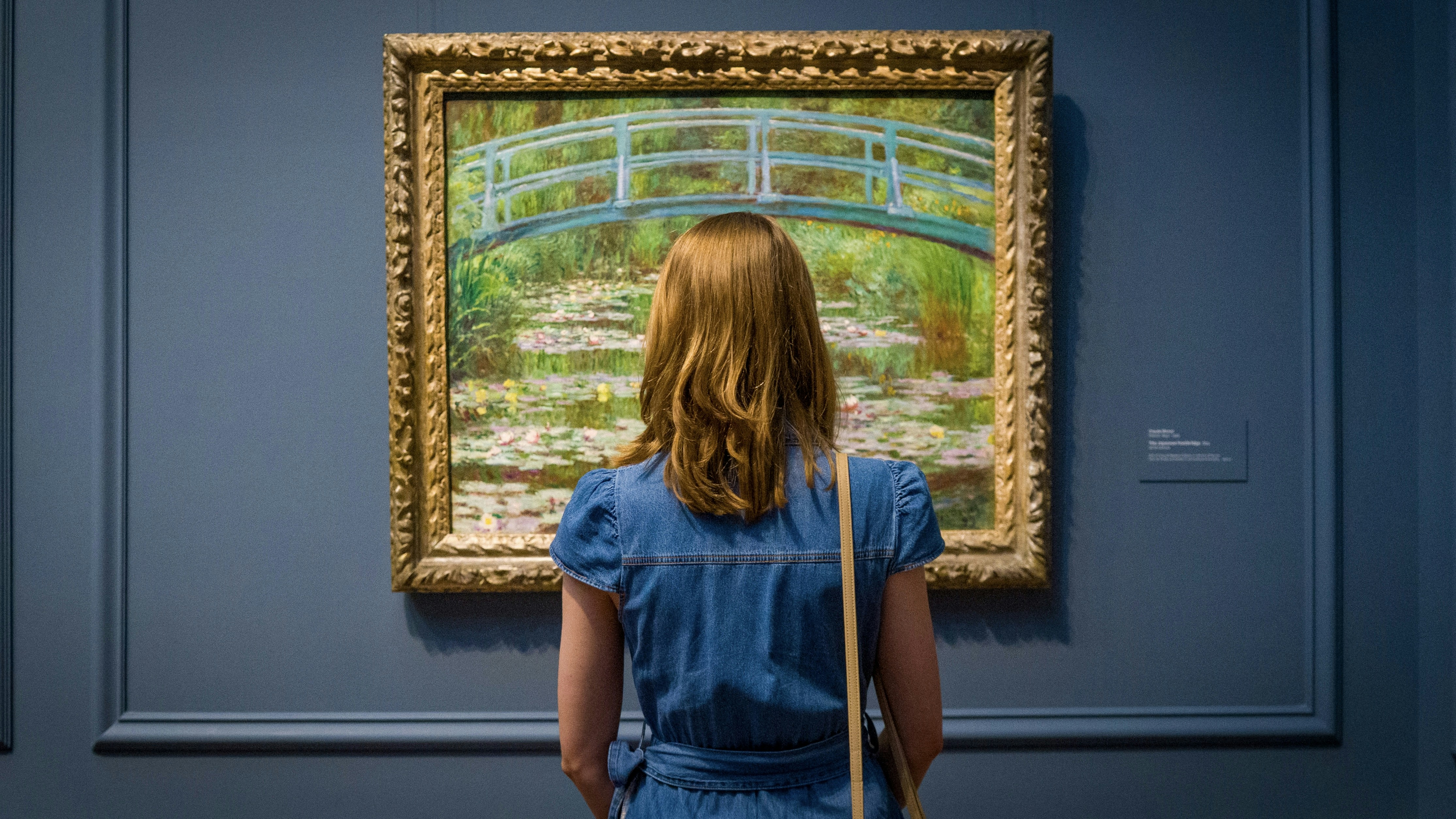 Back to the Painting: A Visitor Enshrined Before a Monet Reproduction