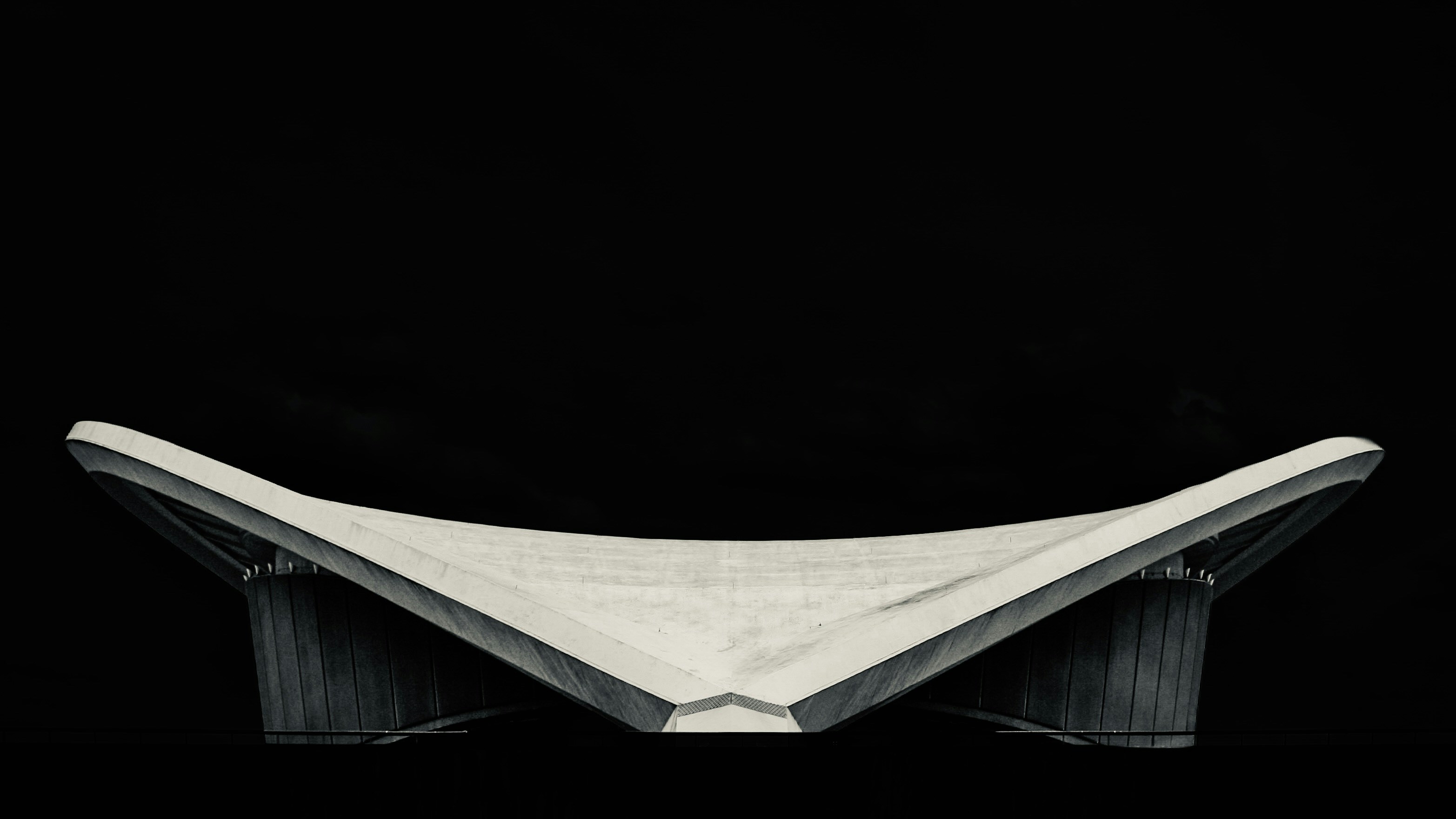 Architectural Wing Curves Against Night Sky