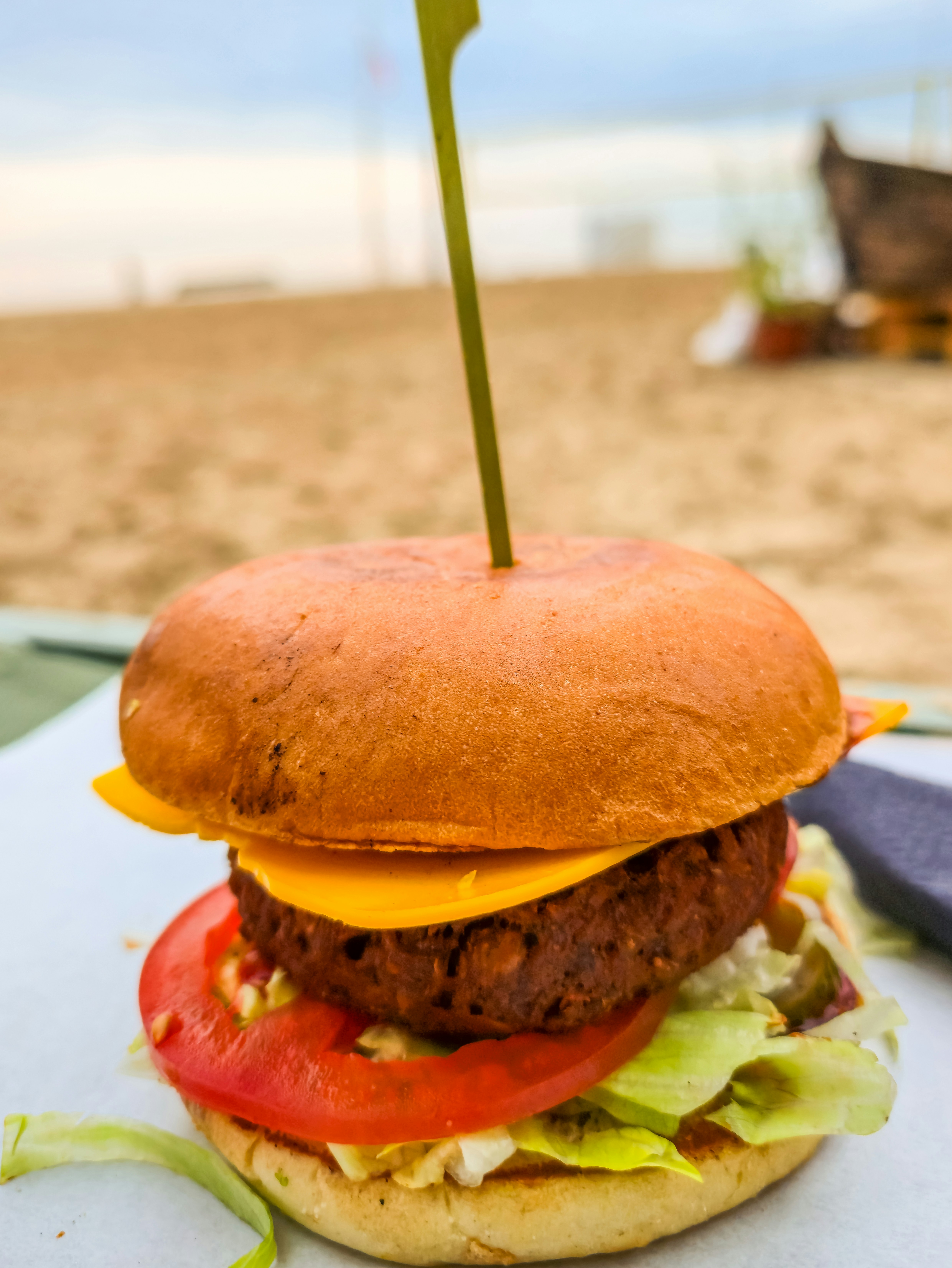 Beachside Burger: A Cheesy Bite Above the Sandy Horizon