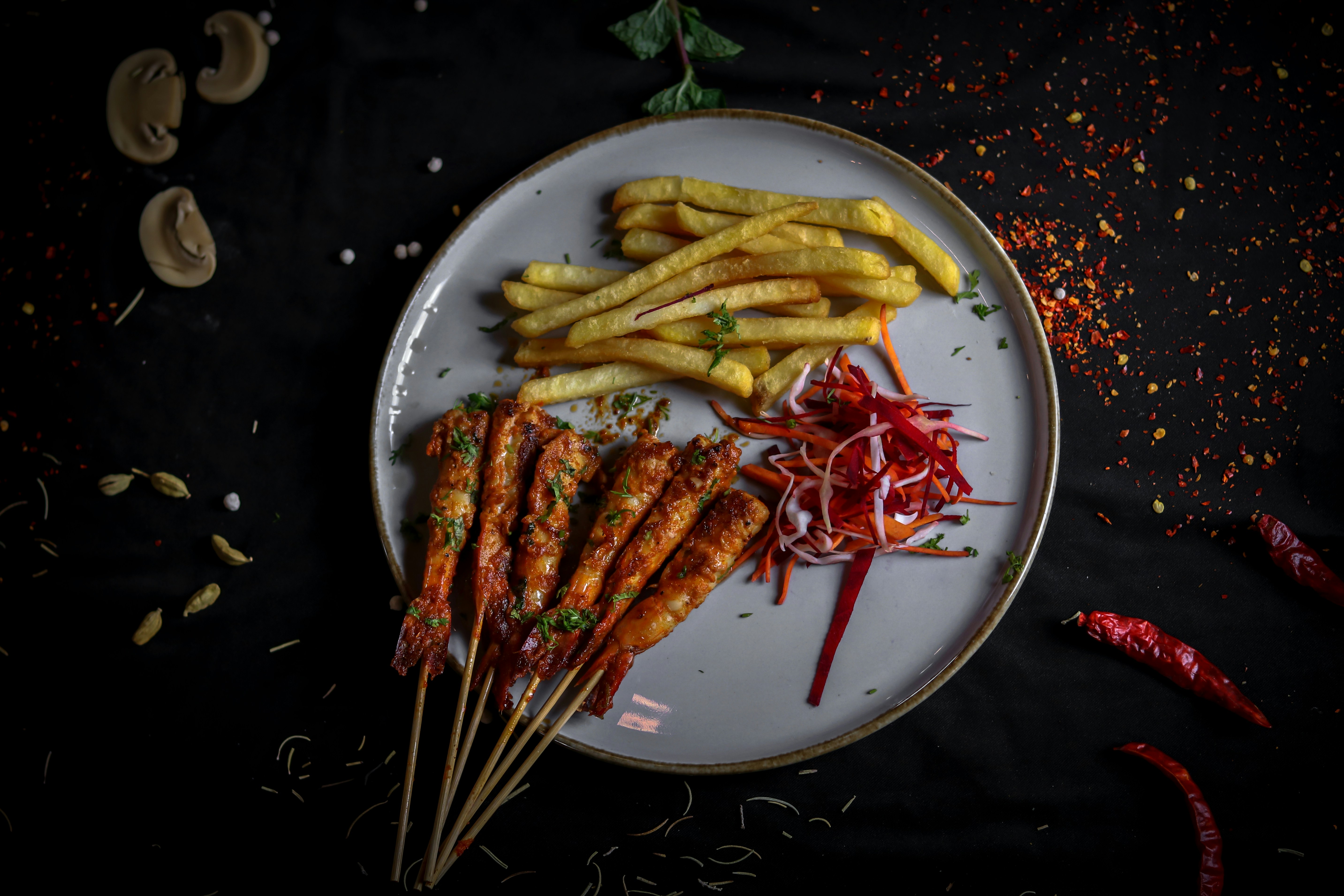 Skewered Crispy Goodness with Peppery Fries