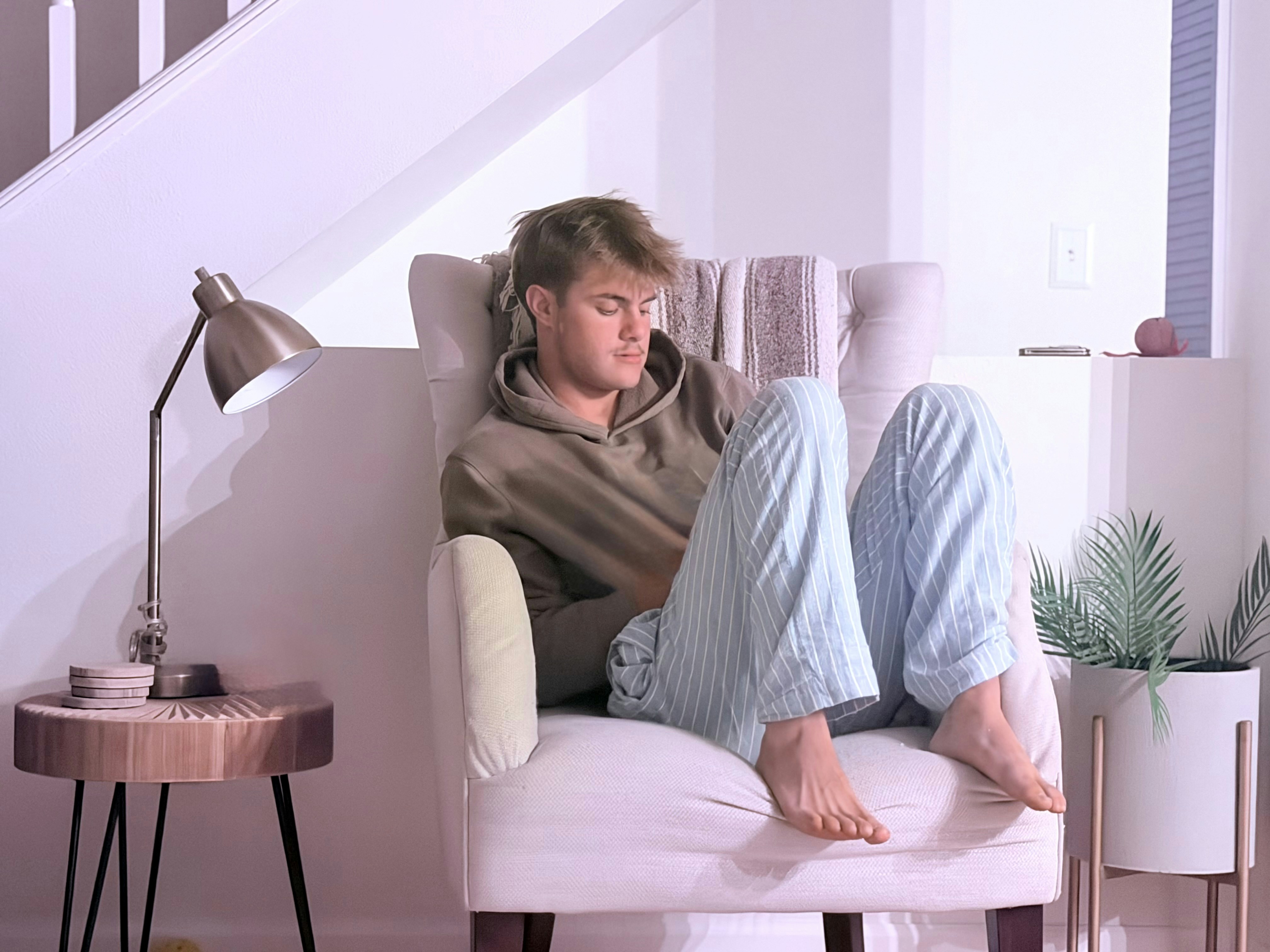 Cozy Recline: A Quiet Moment on the Living Room Armchair