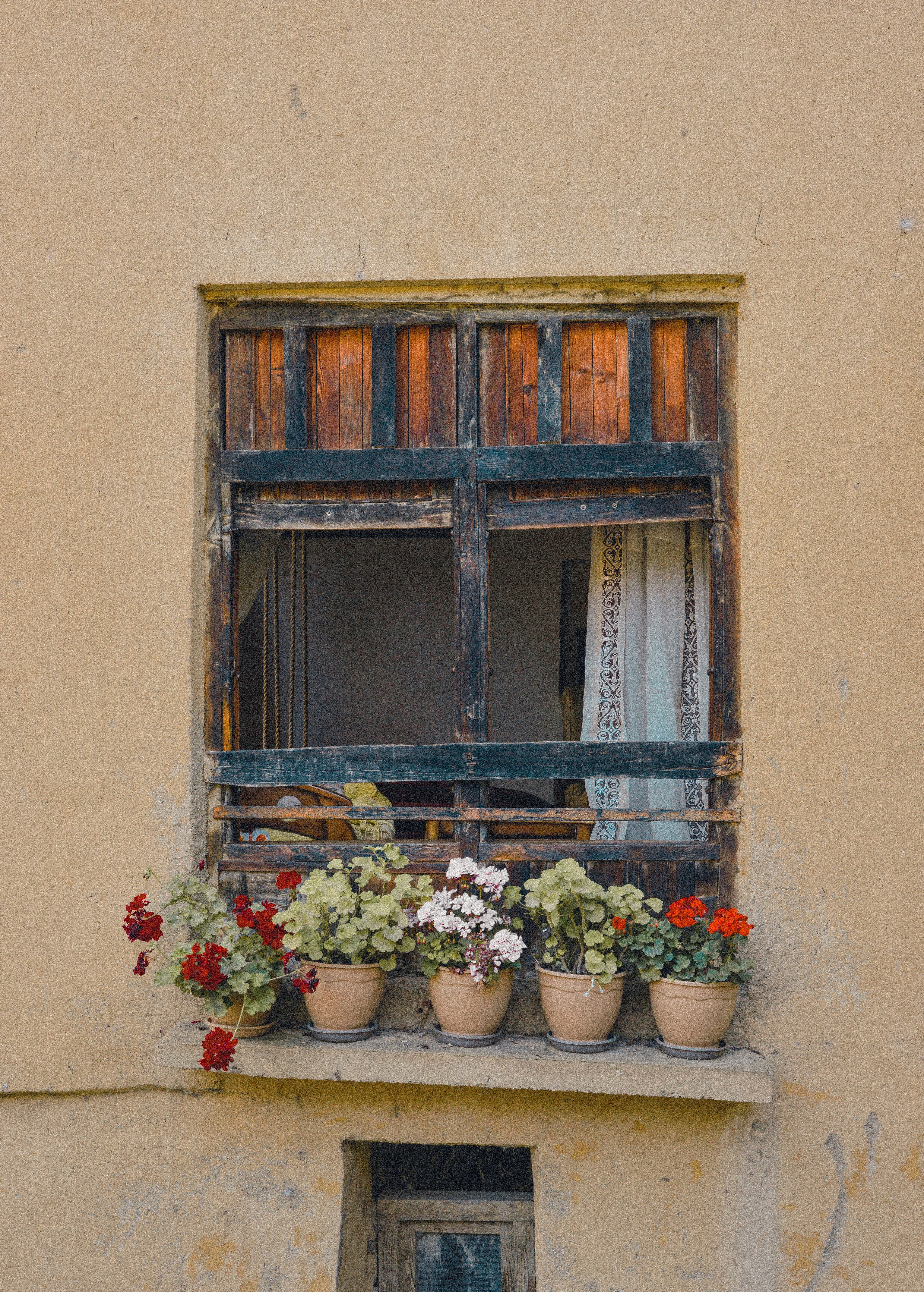 Bouqueted Window: A Quiet Balcony of Colorful Pots