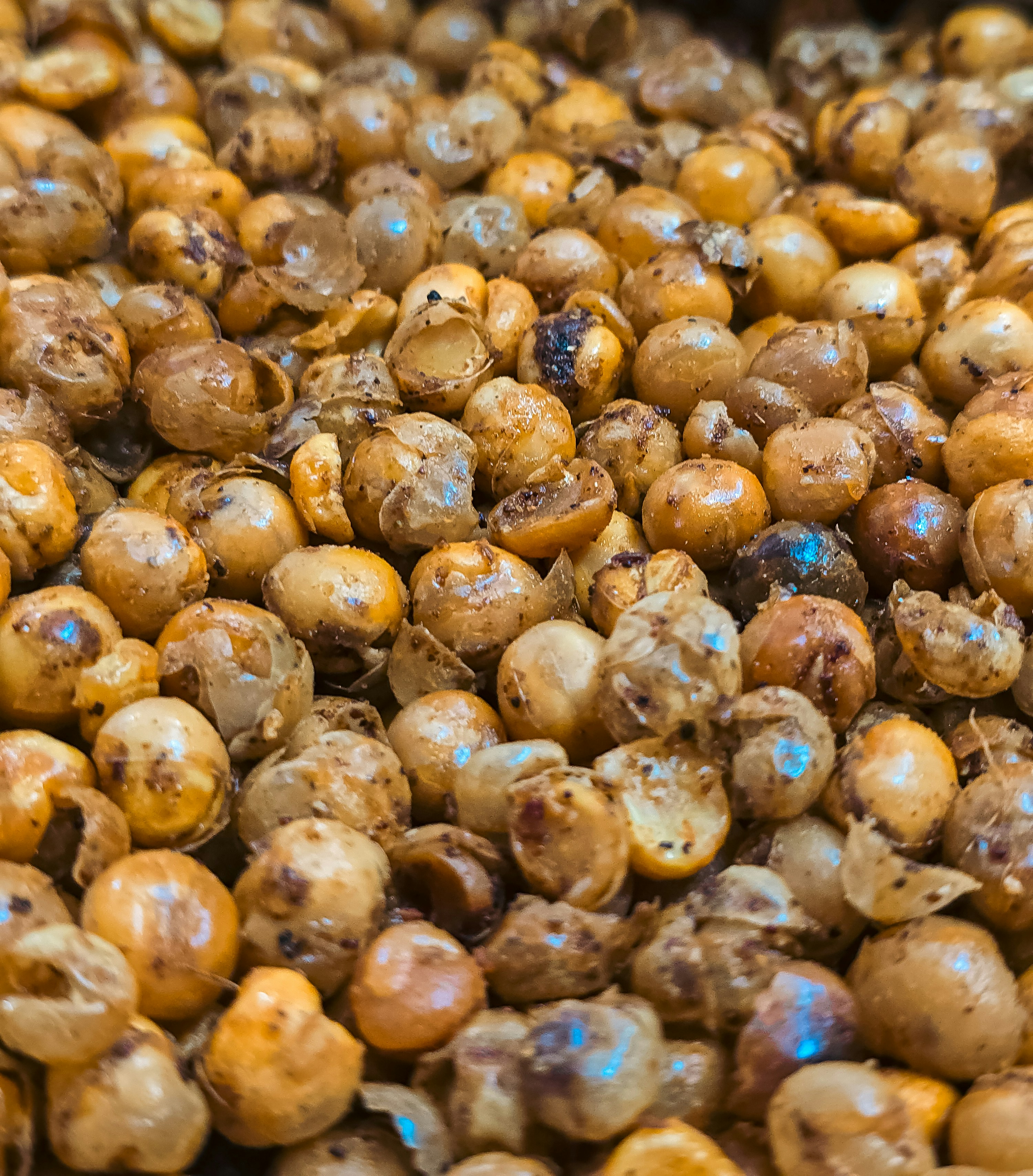 Golden Spheres: A Close-Up of Roasted Legumes