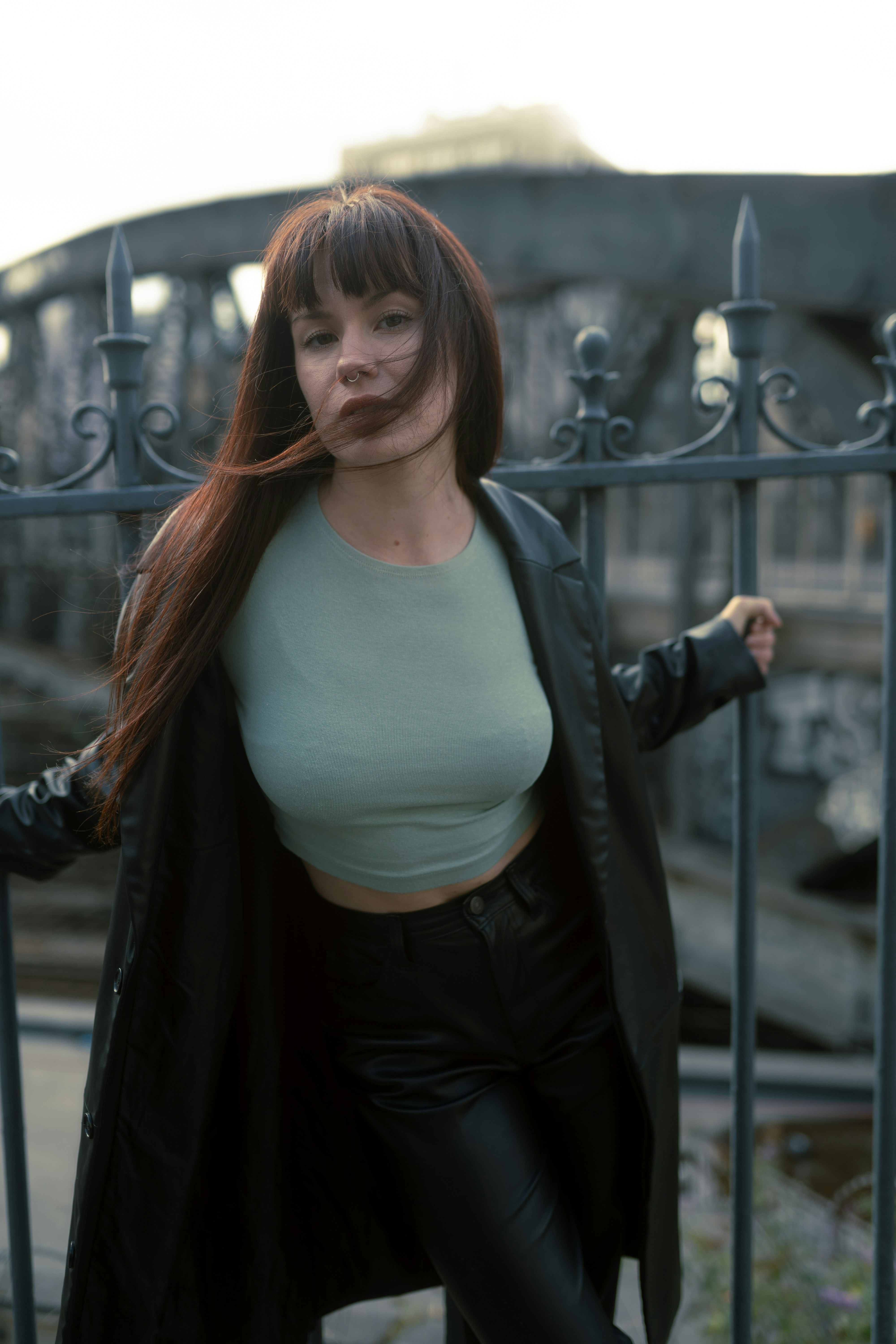 Leather and Lace: A City-Edge Portrait in Wind