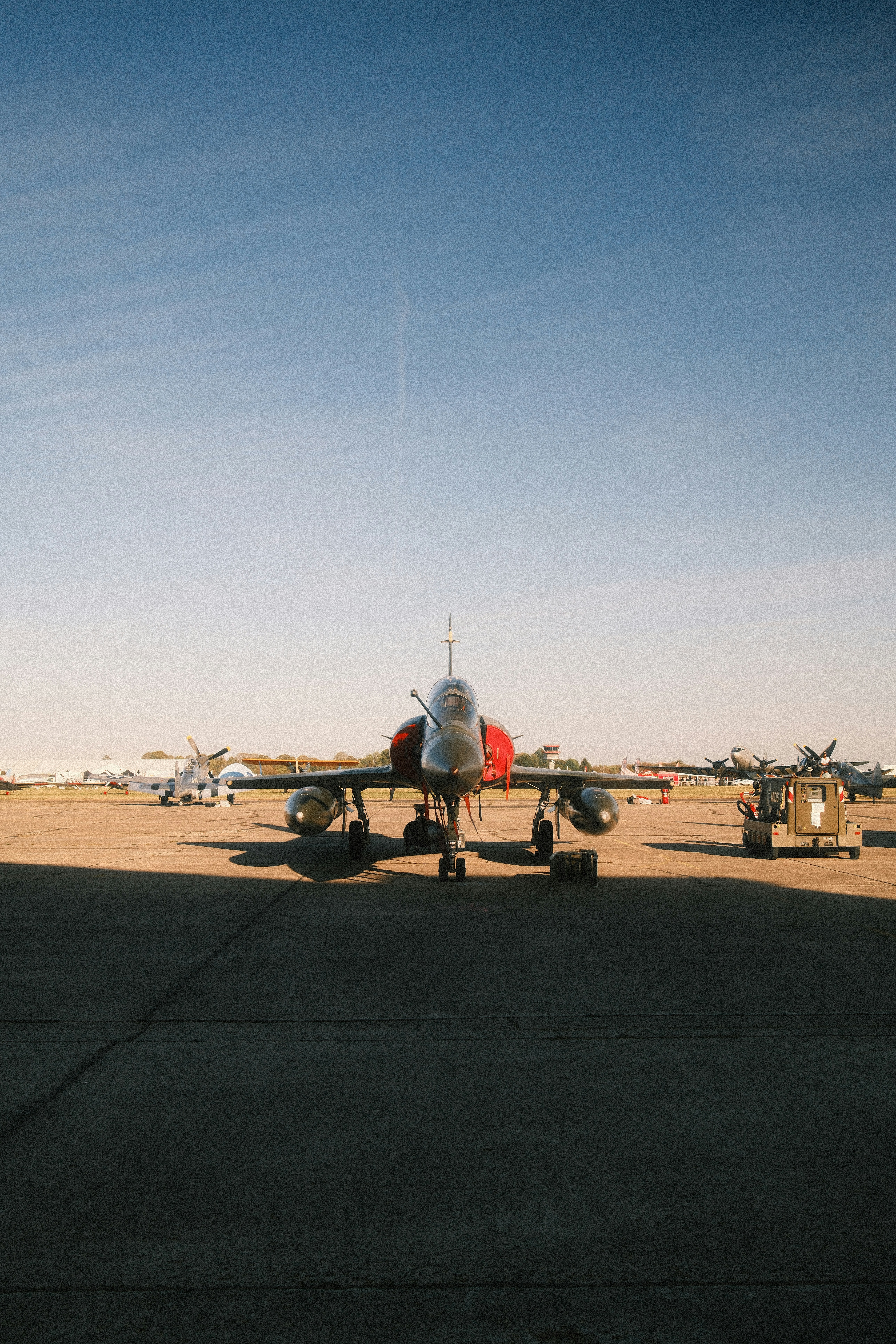 Front-and-Center Jet at Idle on Sunlit Tarmac