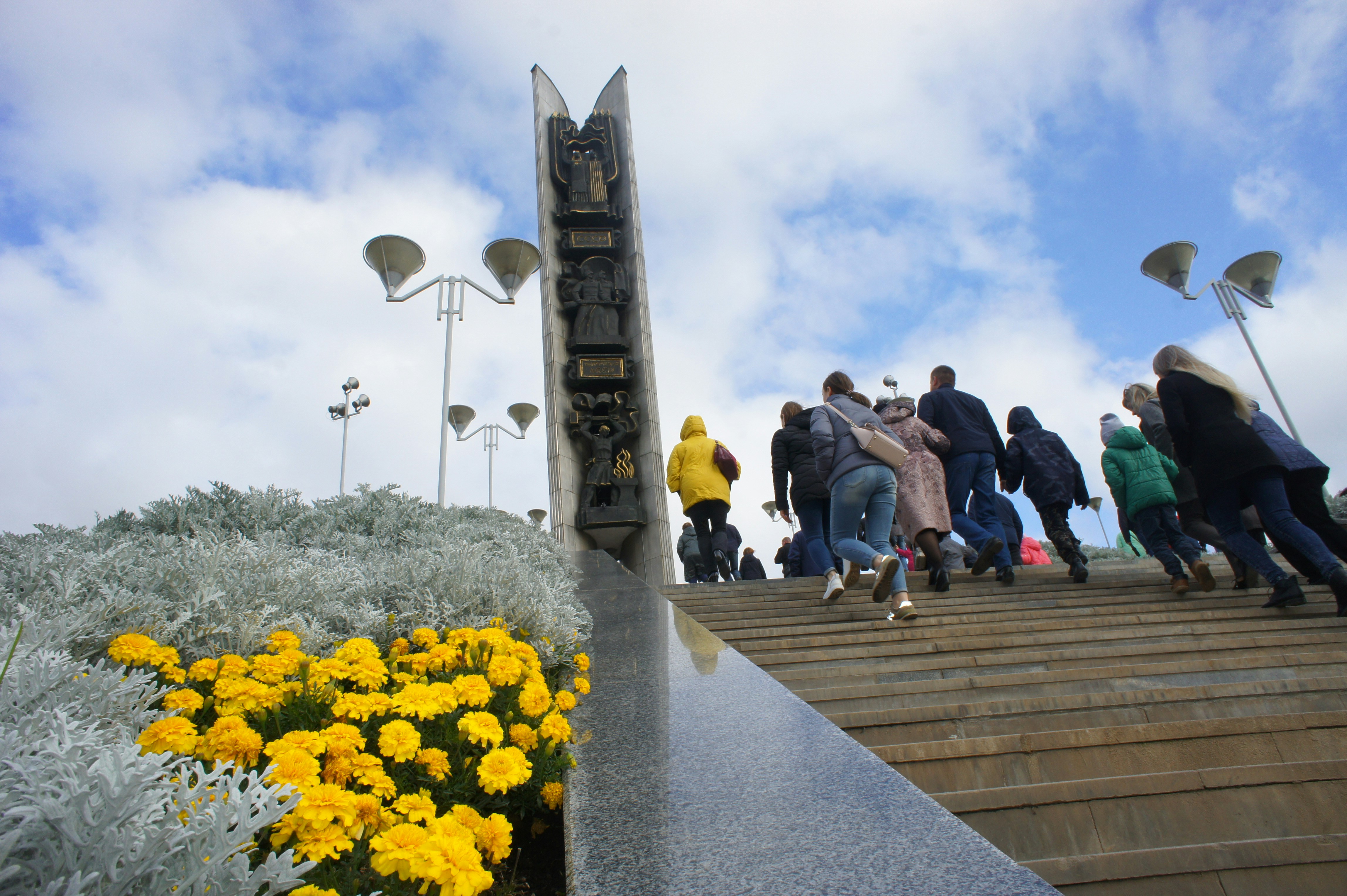 Ascending into the Monument: A Crowd Surges Up the Steps