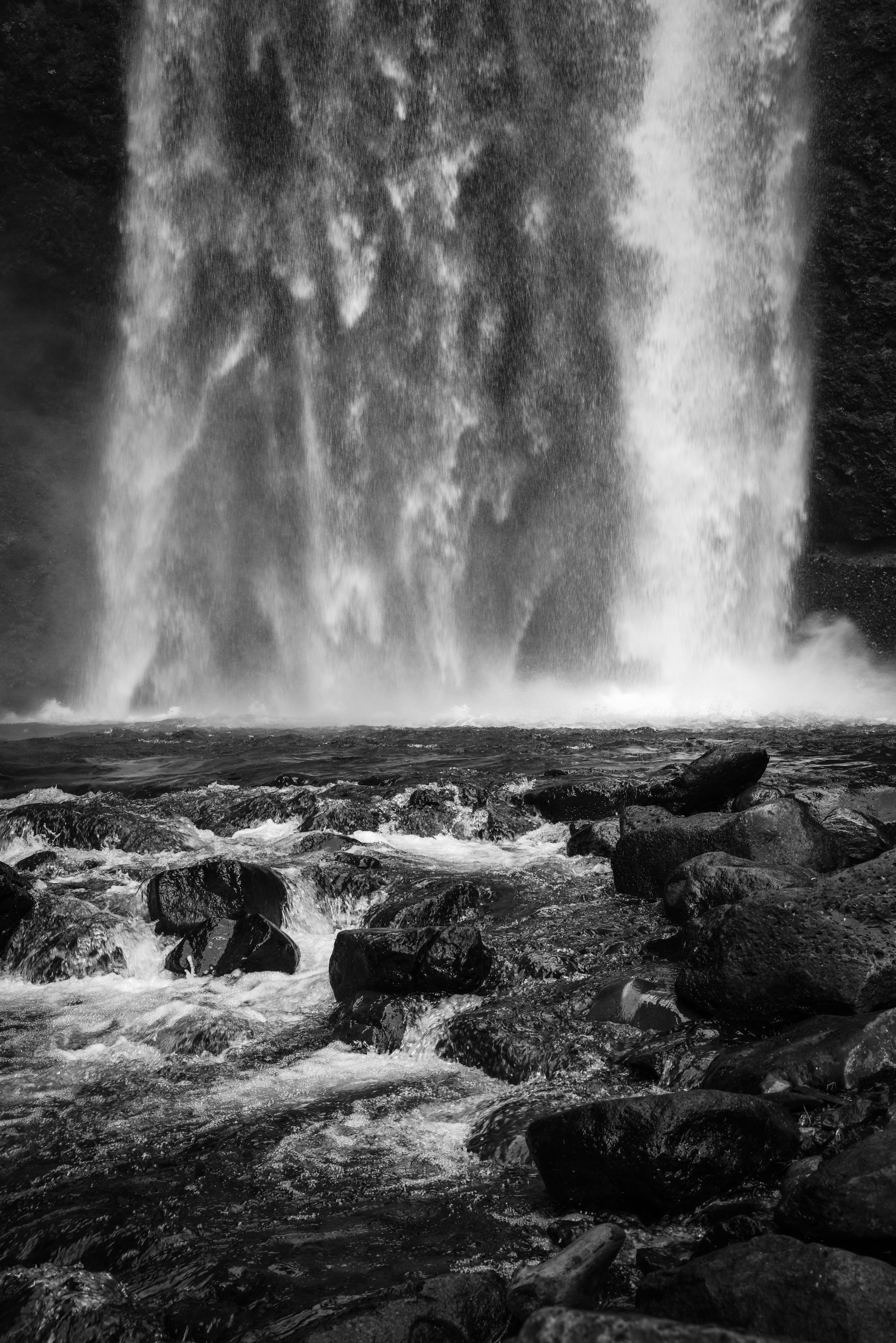 Cascading Veil: A Monochrome Portrait of the Falls