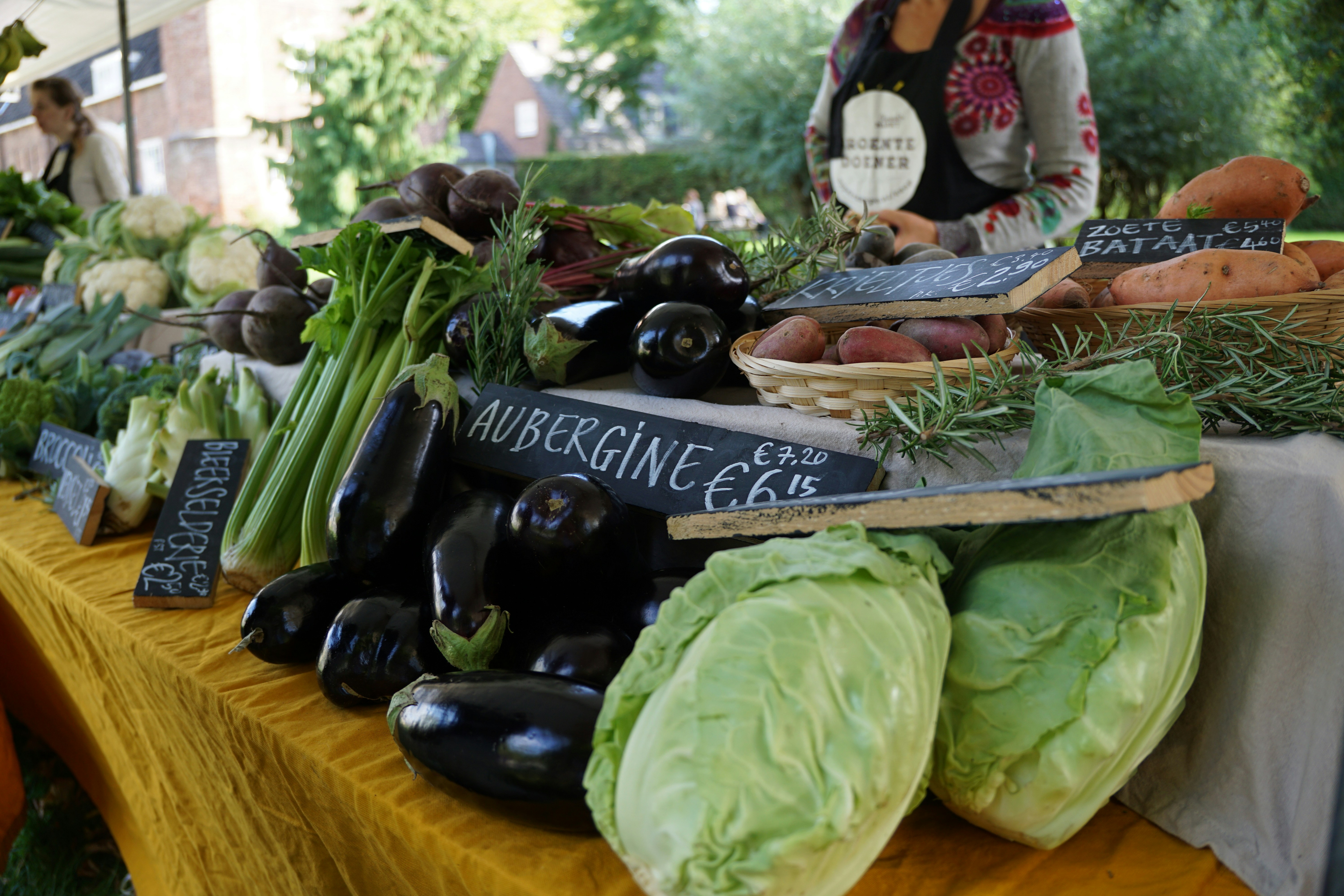 Market Stalls of Color: Fresh Produce at a Sunny Outdoor Vendor