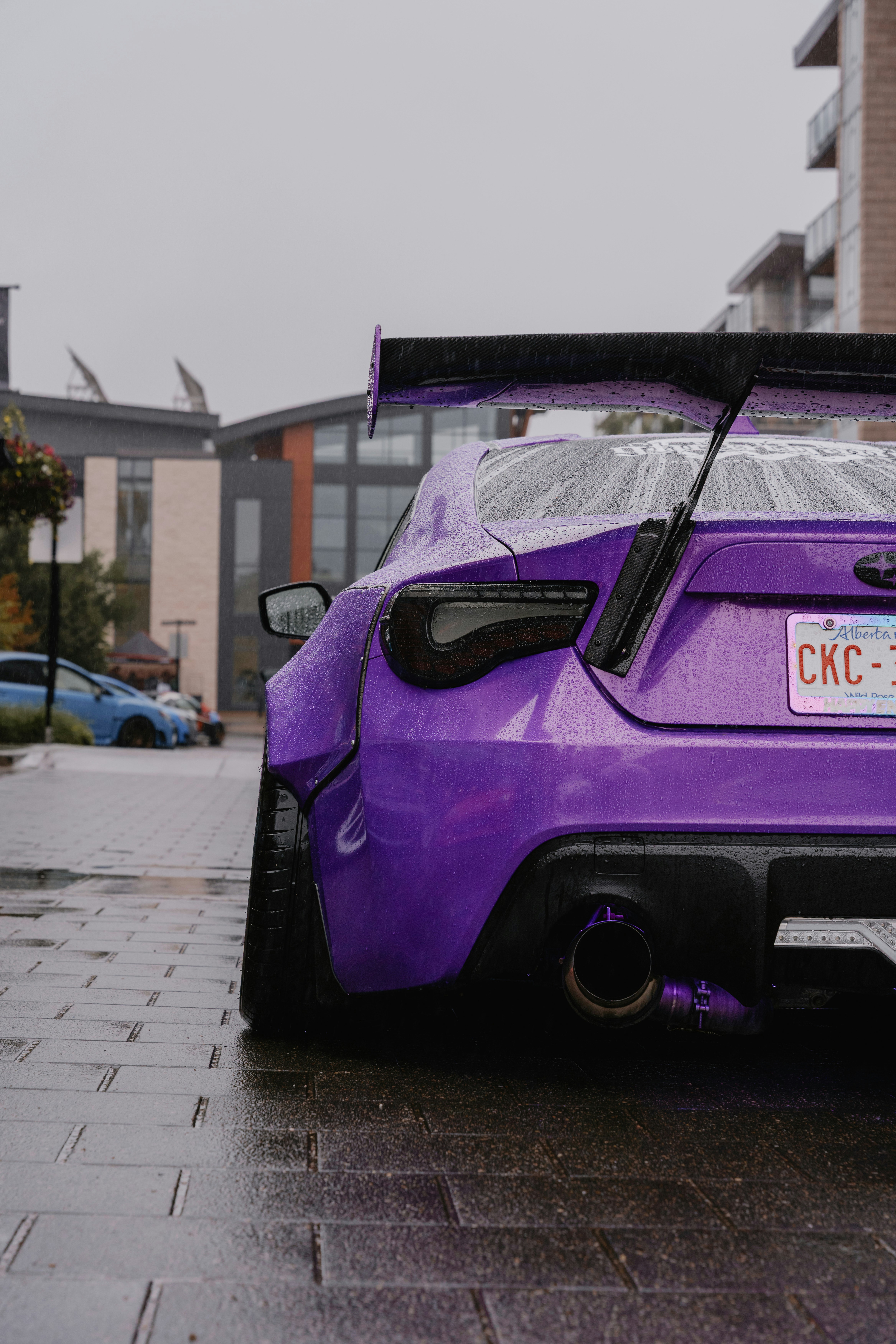Purple Fury in a Rain-Slick Lot