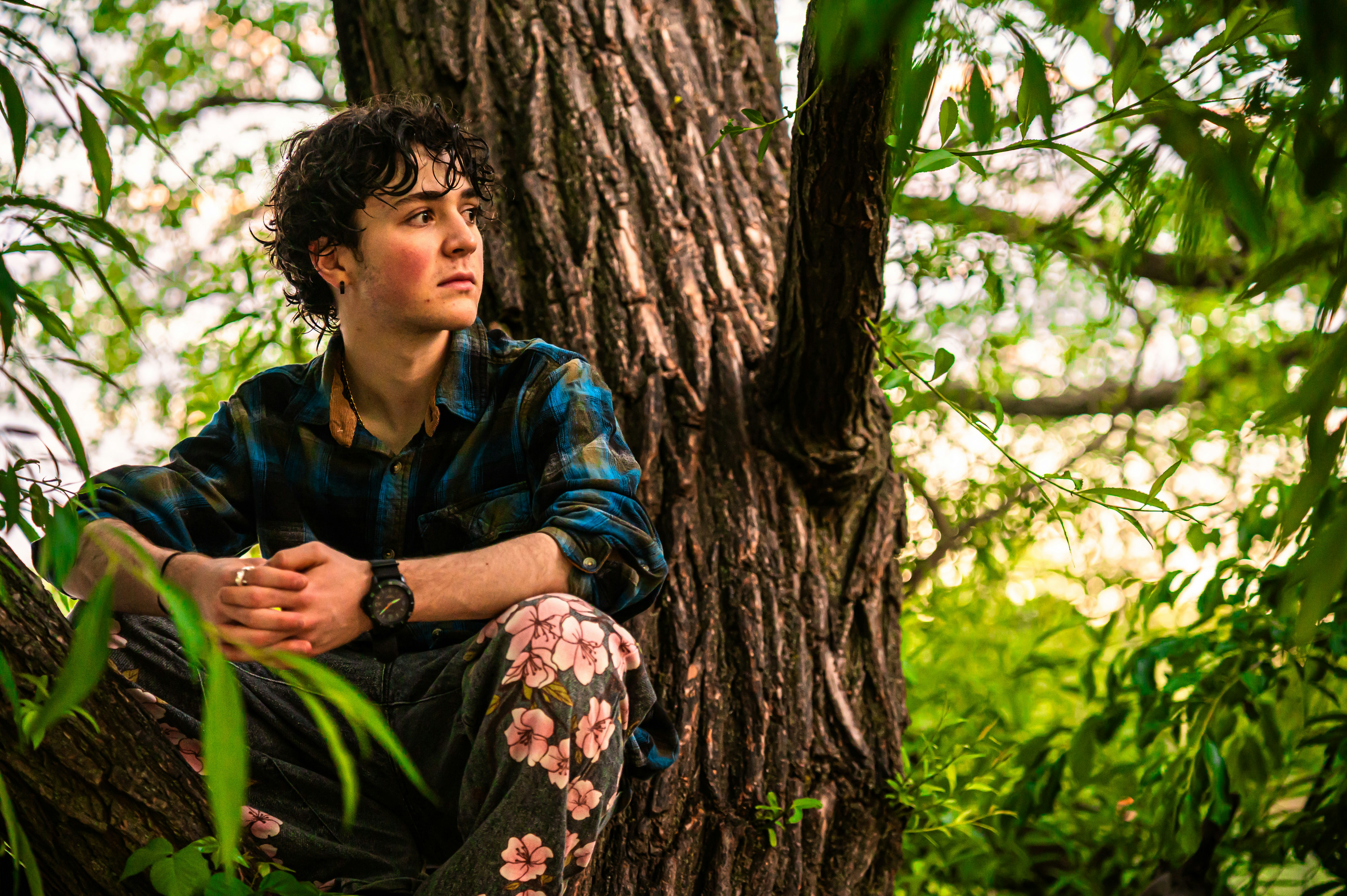 Boy in the Shade: Quiet Confidence by the Tree
