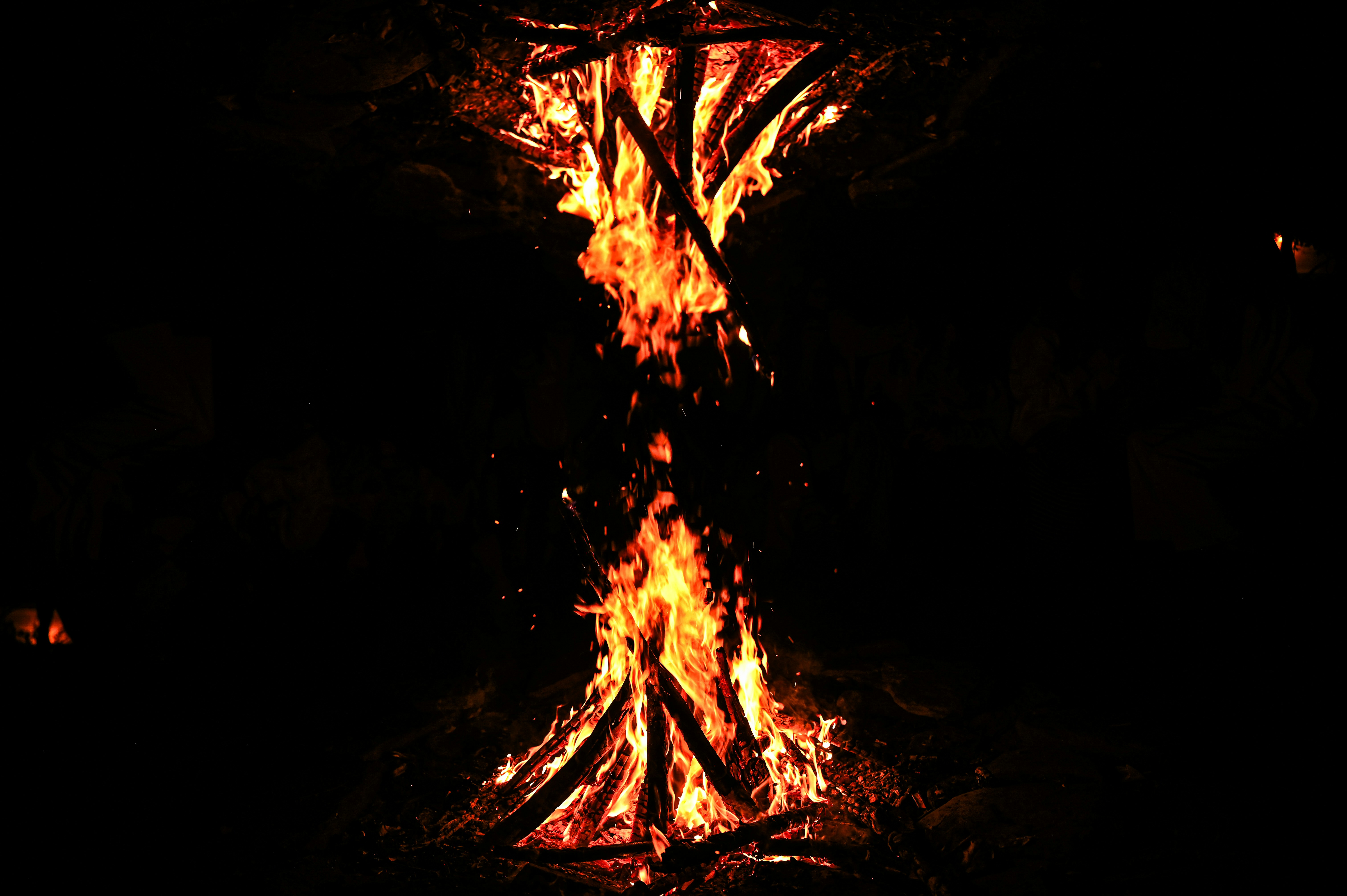 Inferno on Wood: A Night-Burnished Bonfire Portrait