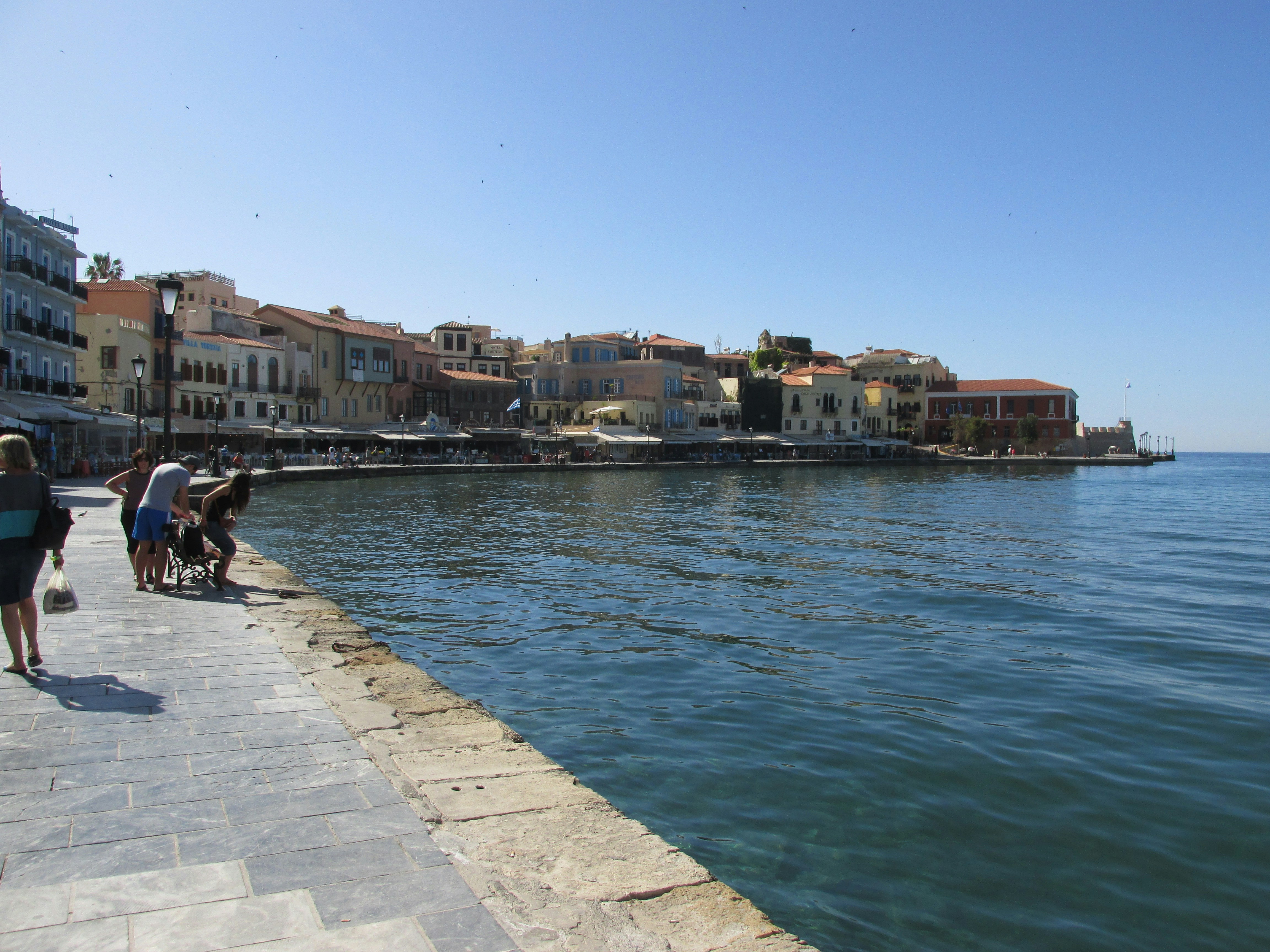 Seaside Street of a sunlit harbor town