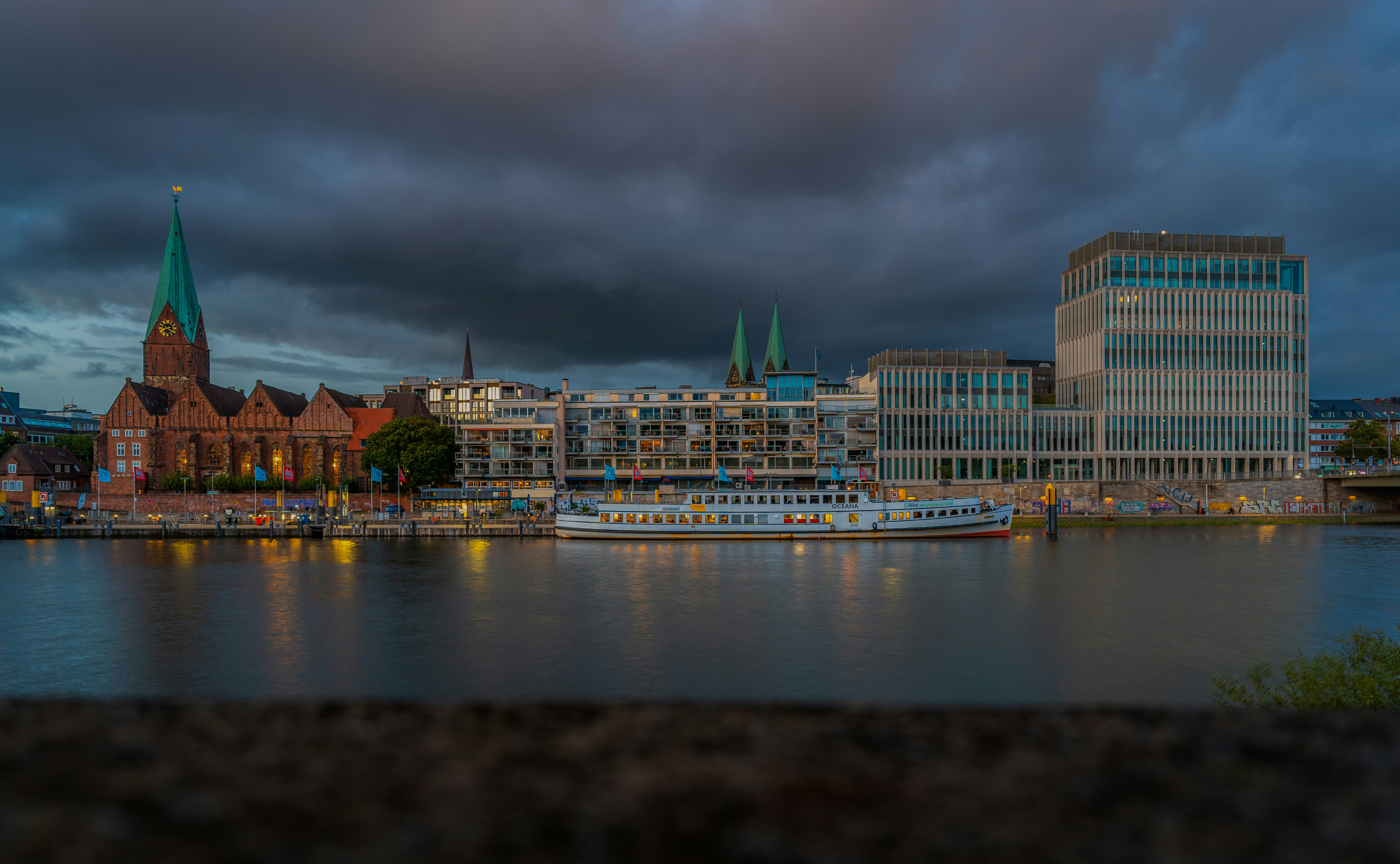 Harborfront Echoes: A Quiet Cityscape by the Spree