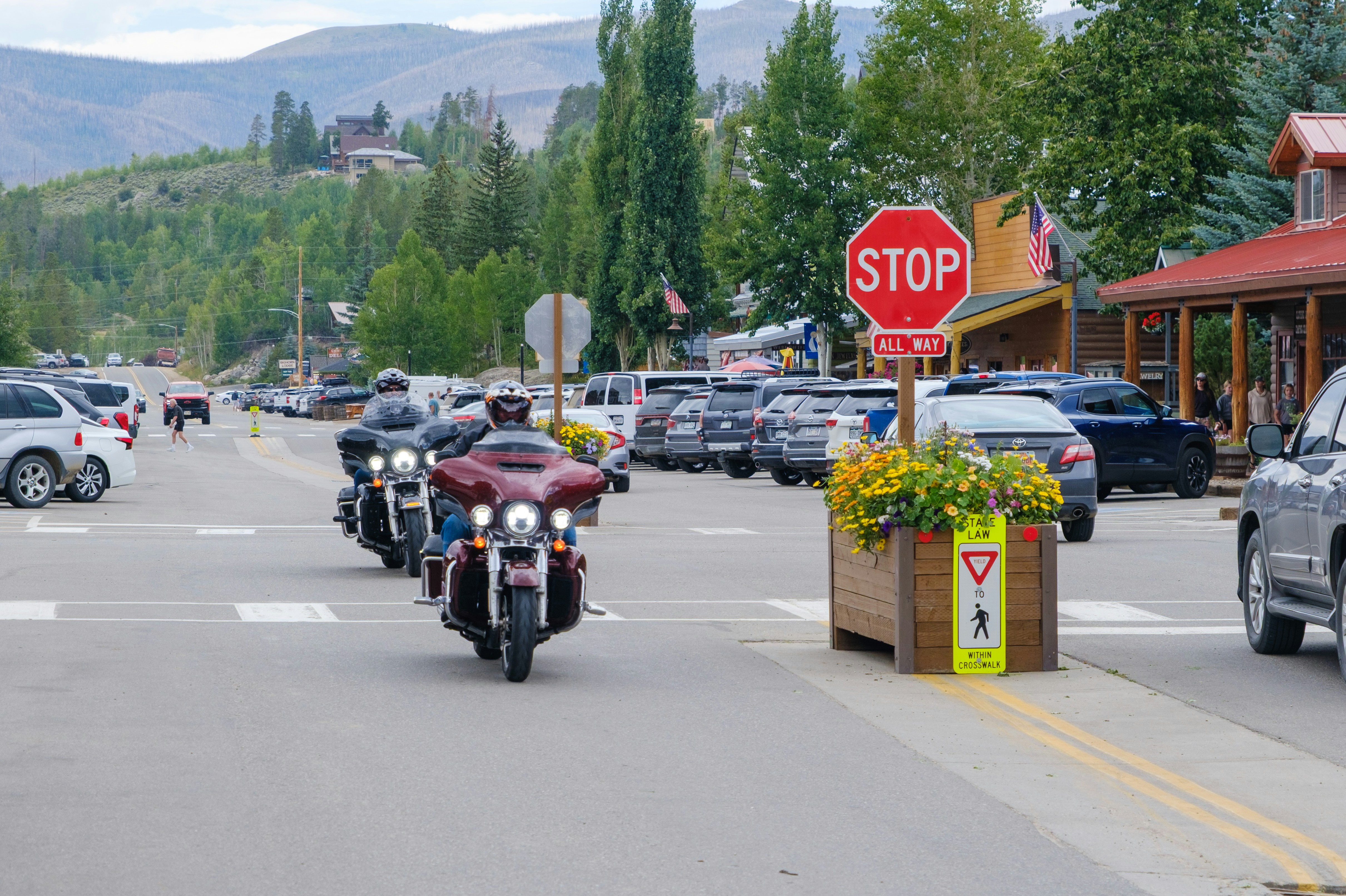 Highway Parade: Motorcyclists Journey Through a Small Town
