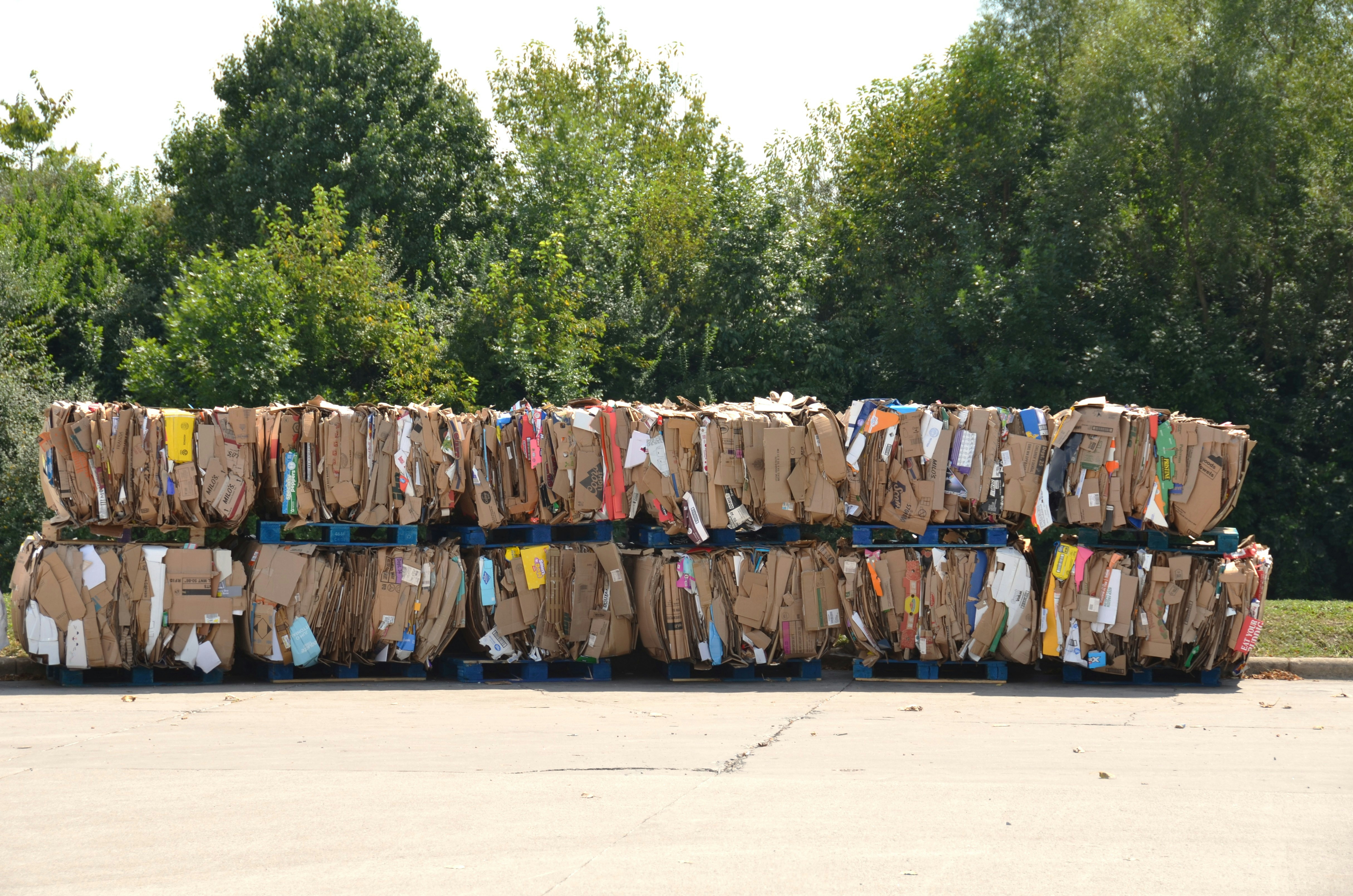 Stacks of Cardboard: Recycled Bulk Piled High on a Quiet Lot