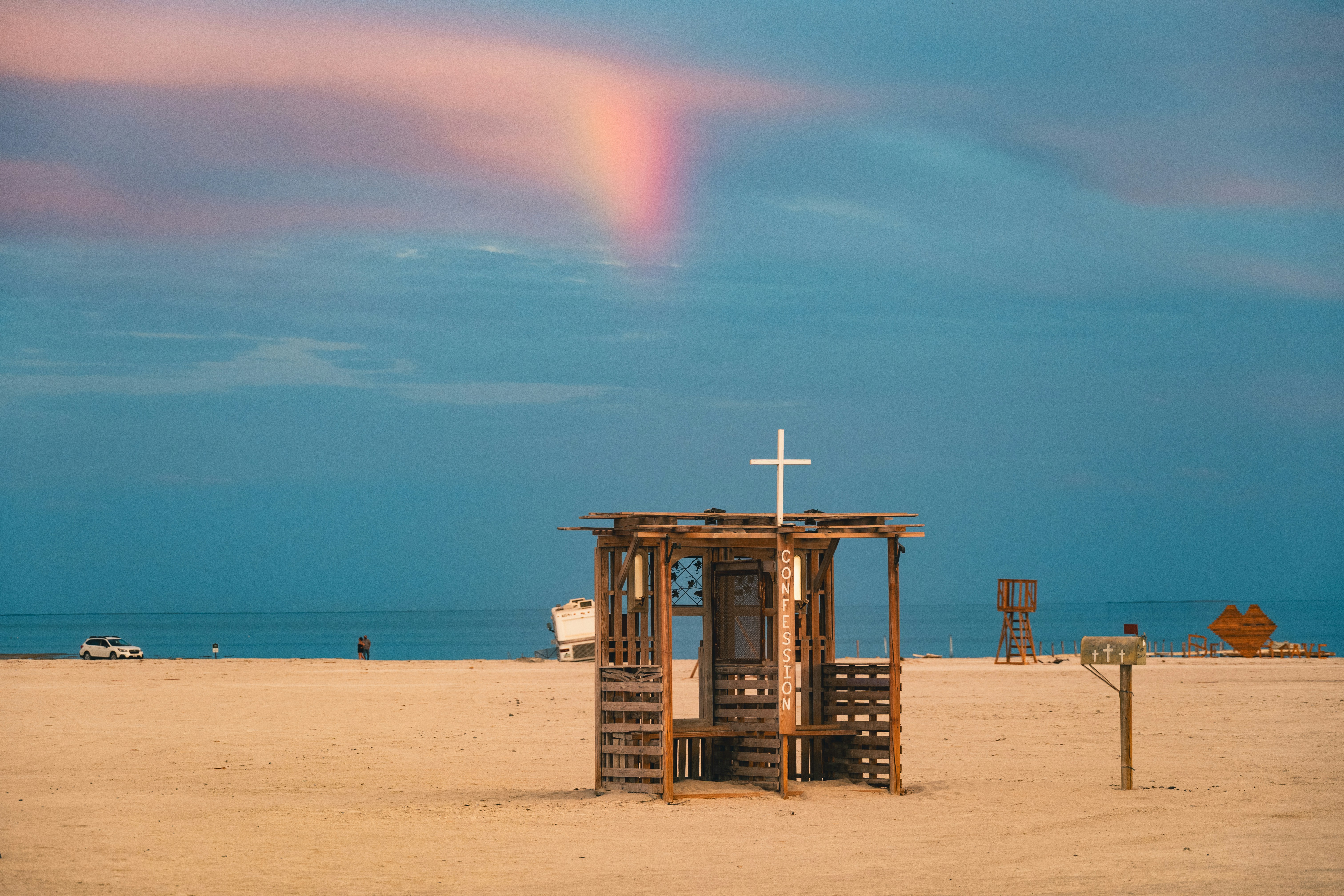 Cross on the Beach: A Quiet Maritime Chapel at Dusk