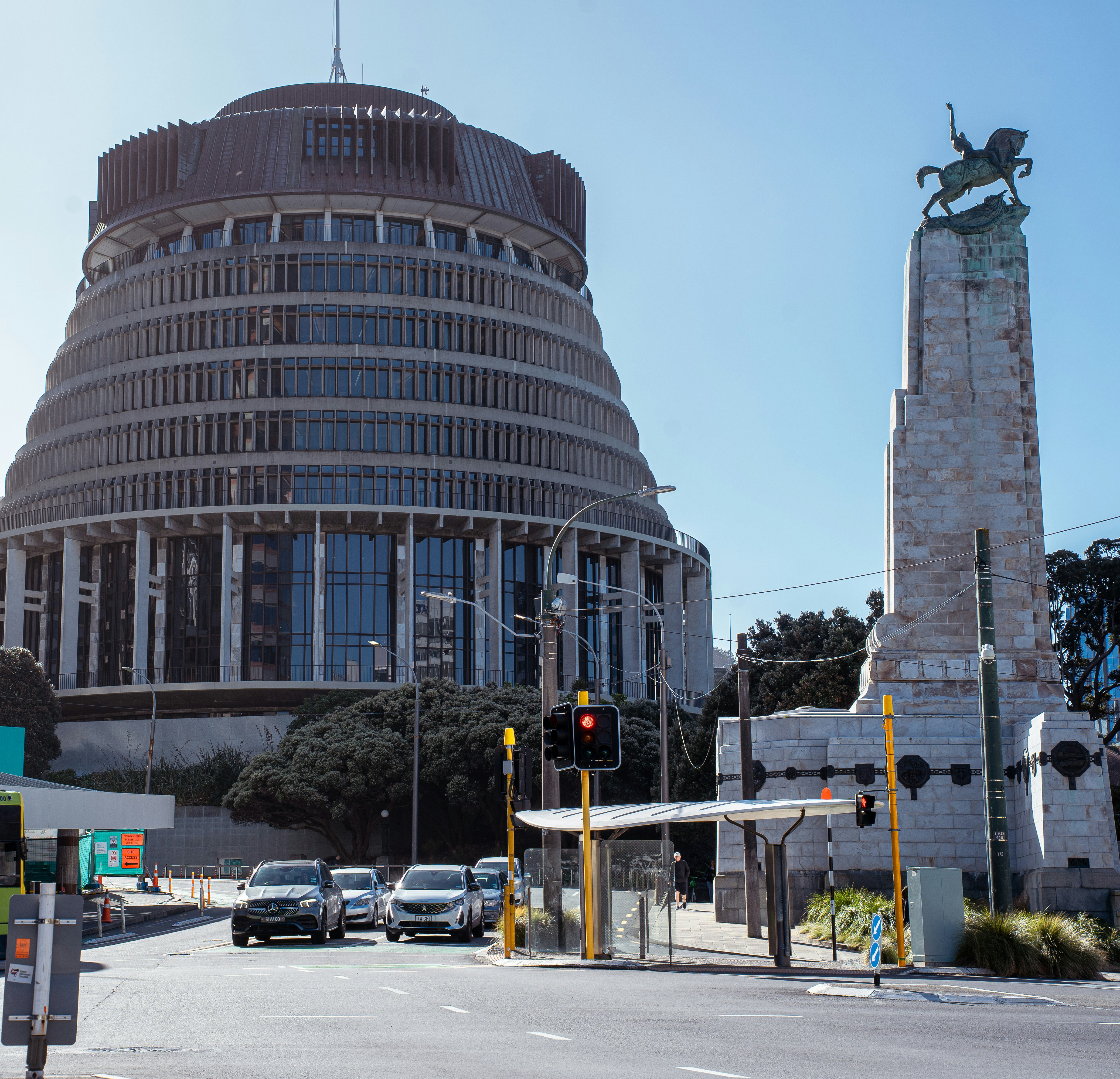 Monumental Round Building Under a Clear Sky