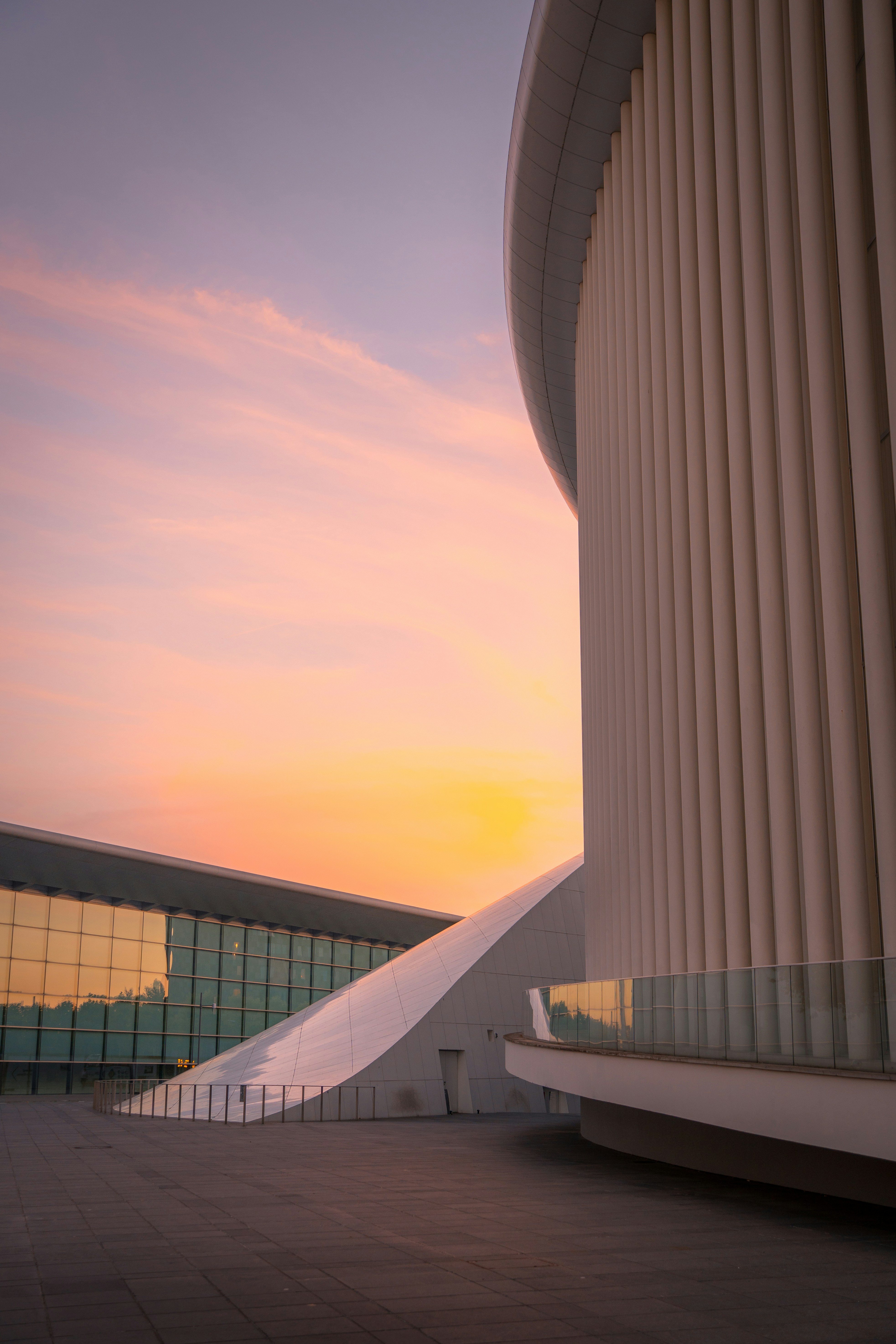 Sunset at the Curved Colonnade