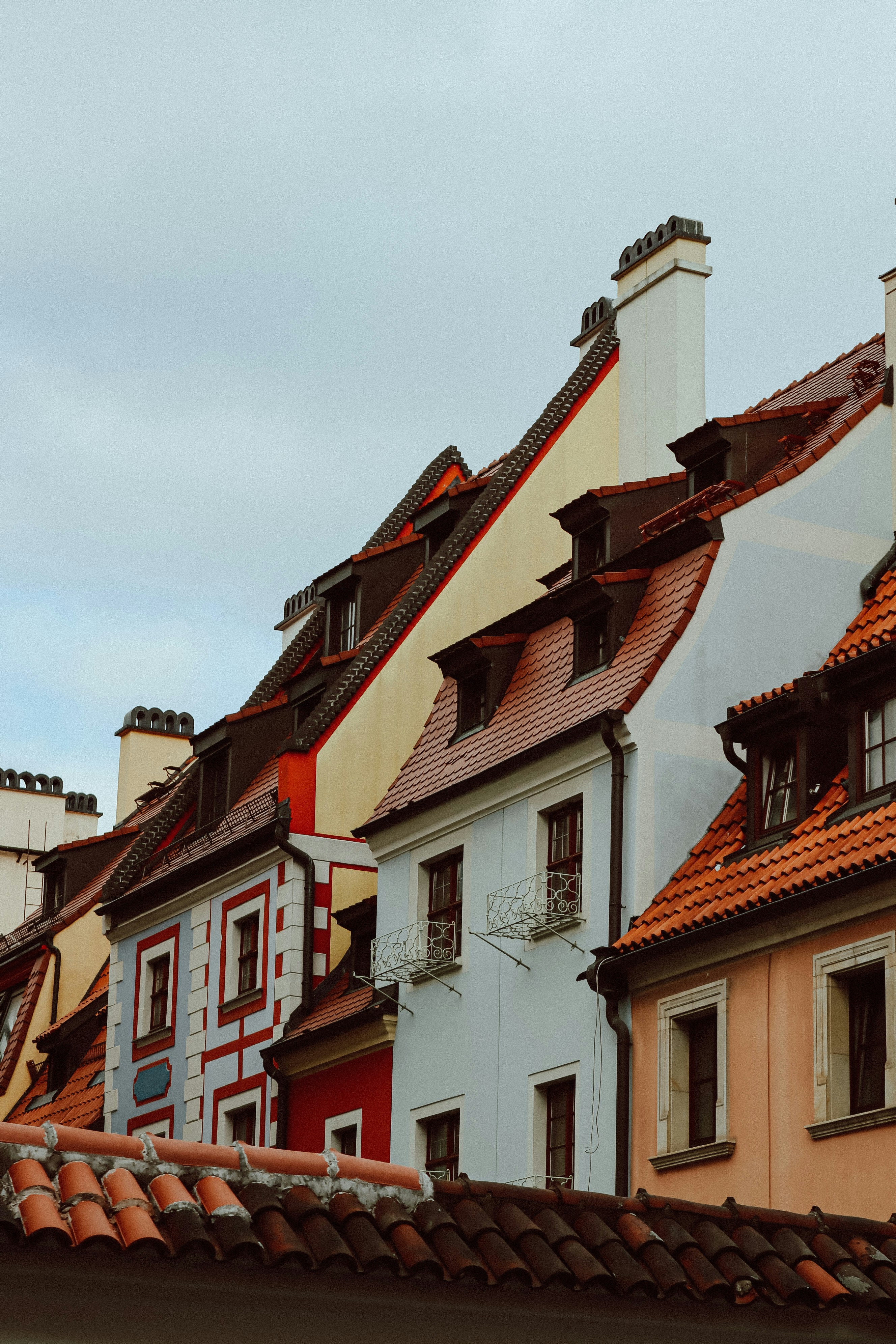 Colorful Row: A Rooftop Horizon of Painted Facades