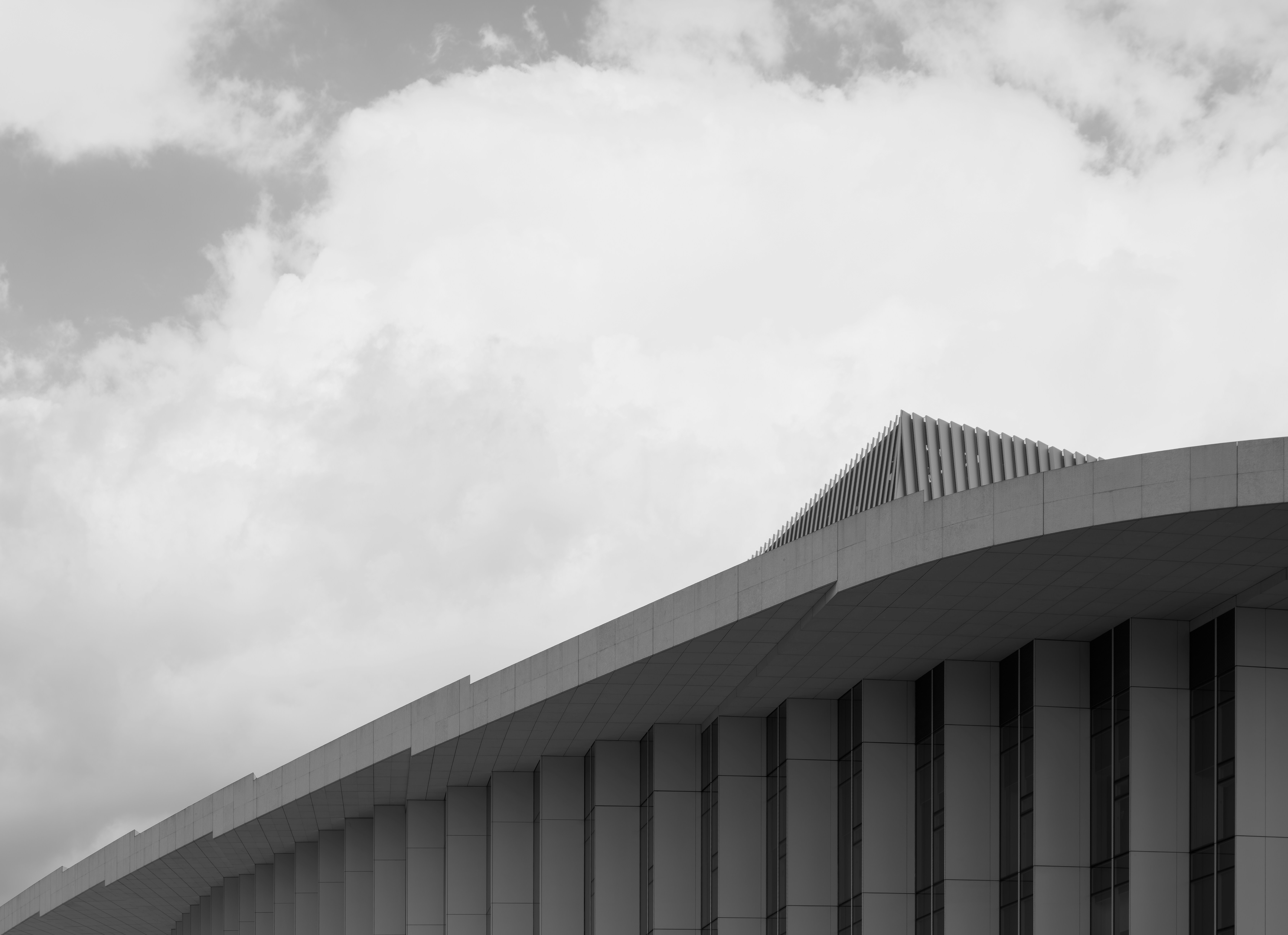Monolithic Edge: Concrete Rhythm along a Modern Facade