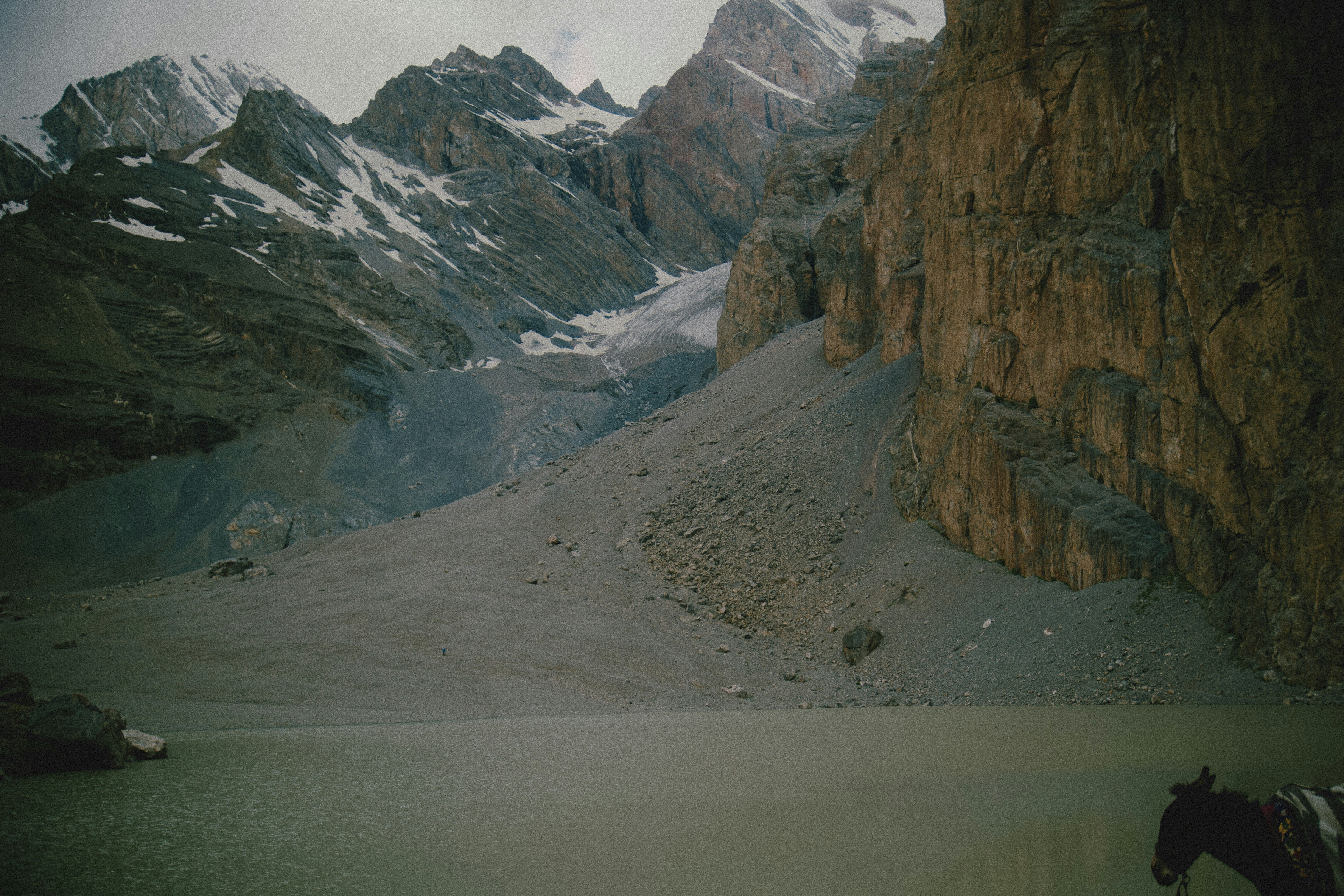 Glacial Basin Under Rugged Cliffs