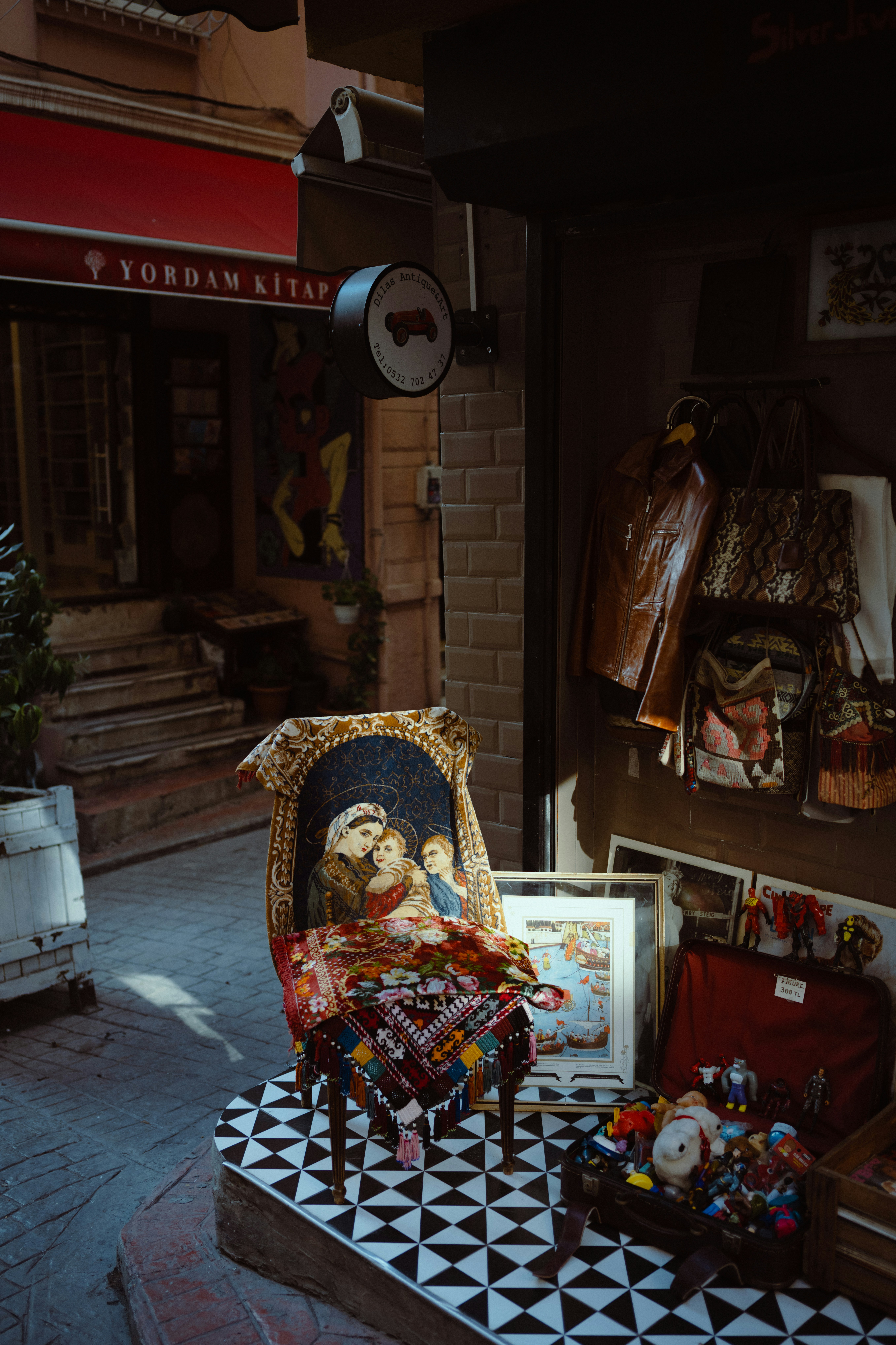 Patchwork Portraits in a Shaded Bazaar