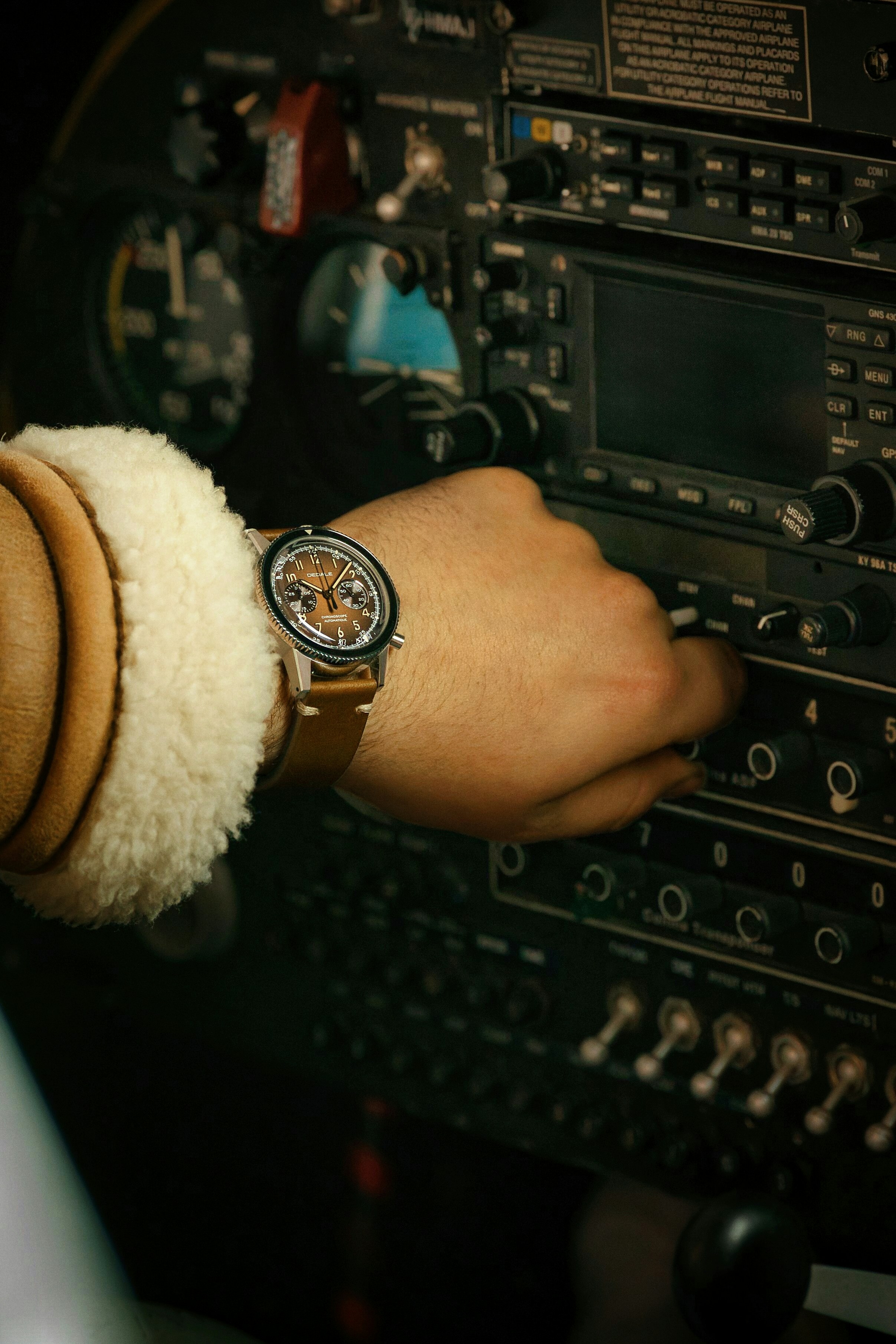 Pilot’s Console: A Hands-On Moment with a Vintage-Instrument Panel