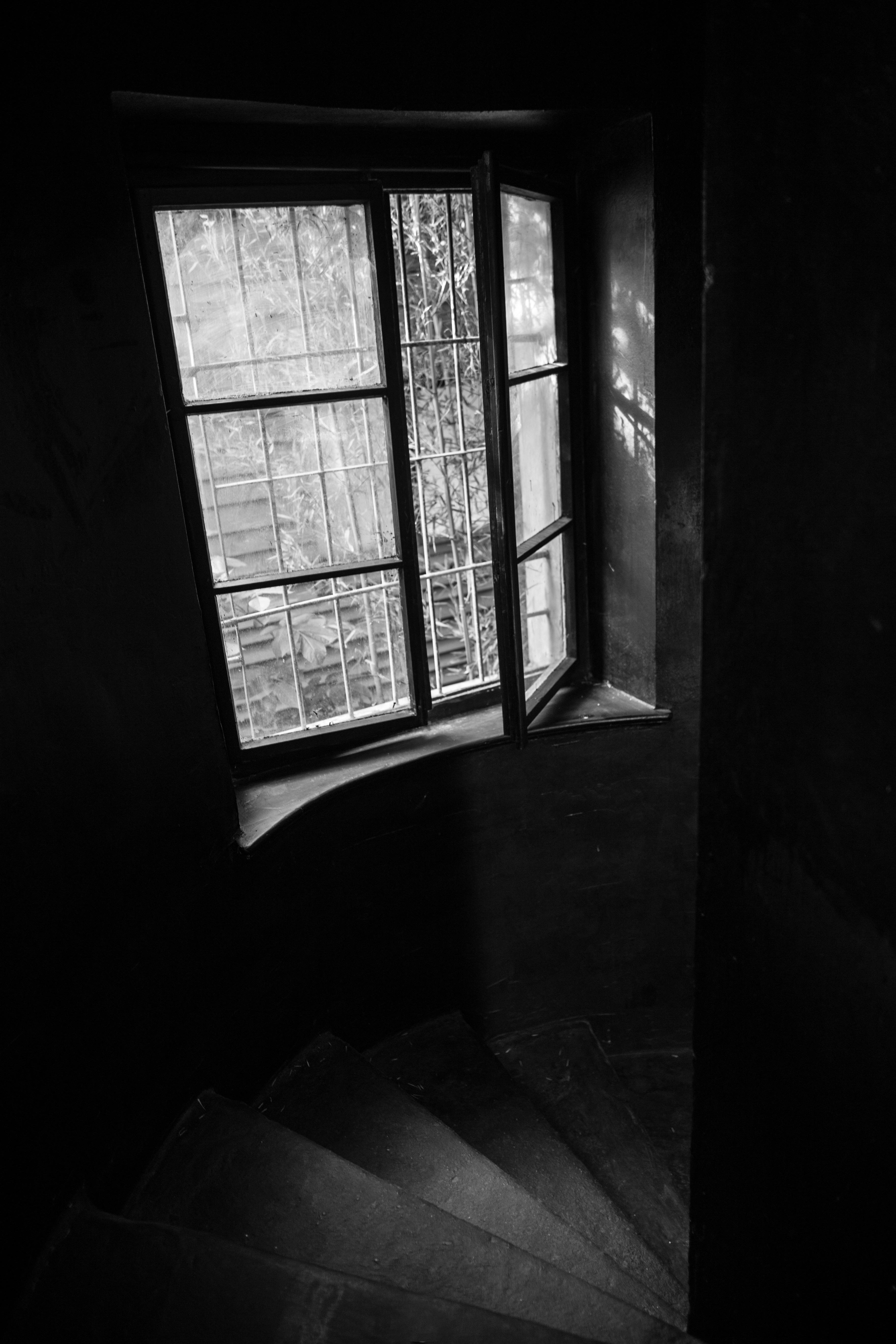 Shaded Spiral: A Windowed Descent into Quiet Stairwell