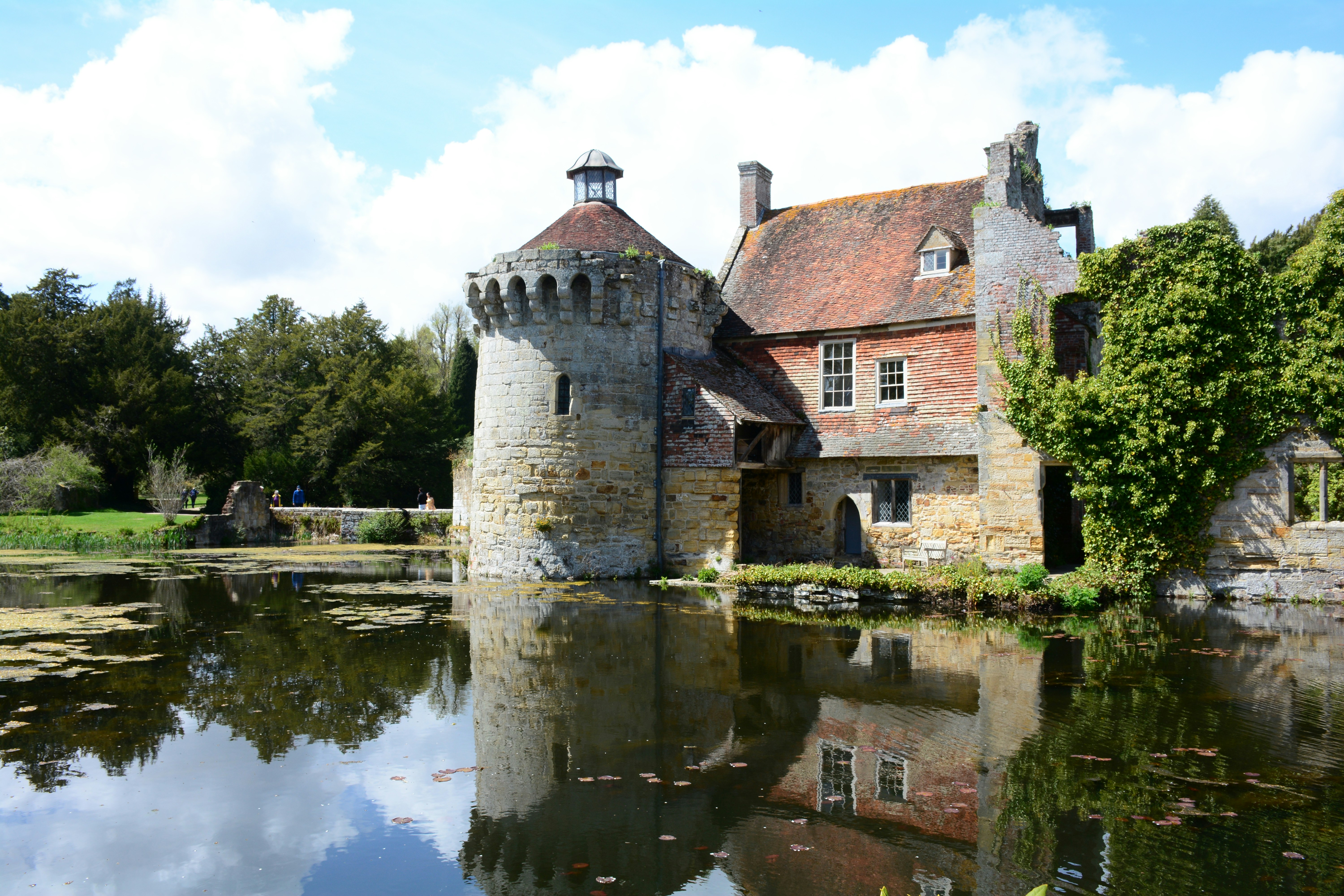 Castle on the Pond: A Stone Keep Framed by Still Water