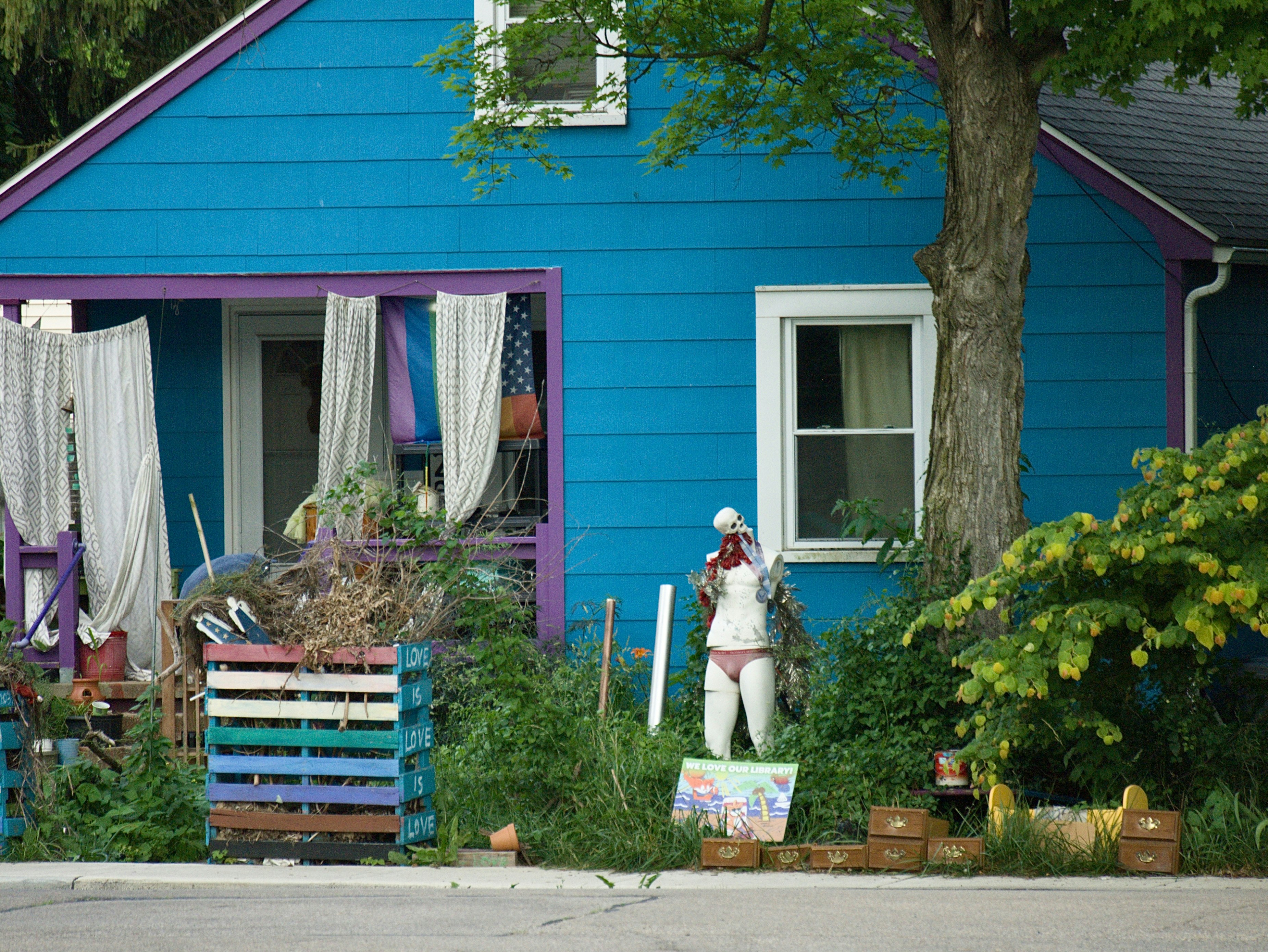 Colorful Cozy Cottage Front with Whimsical Garden Display