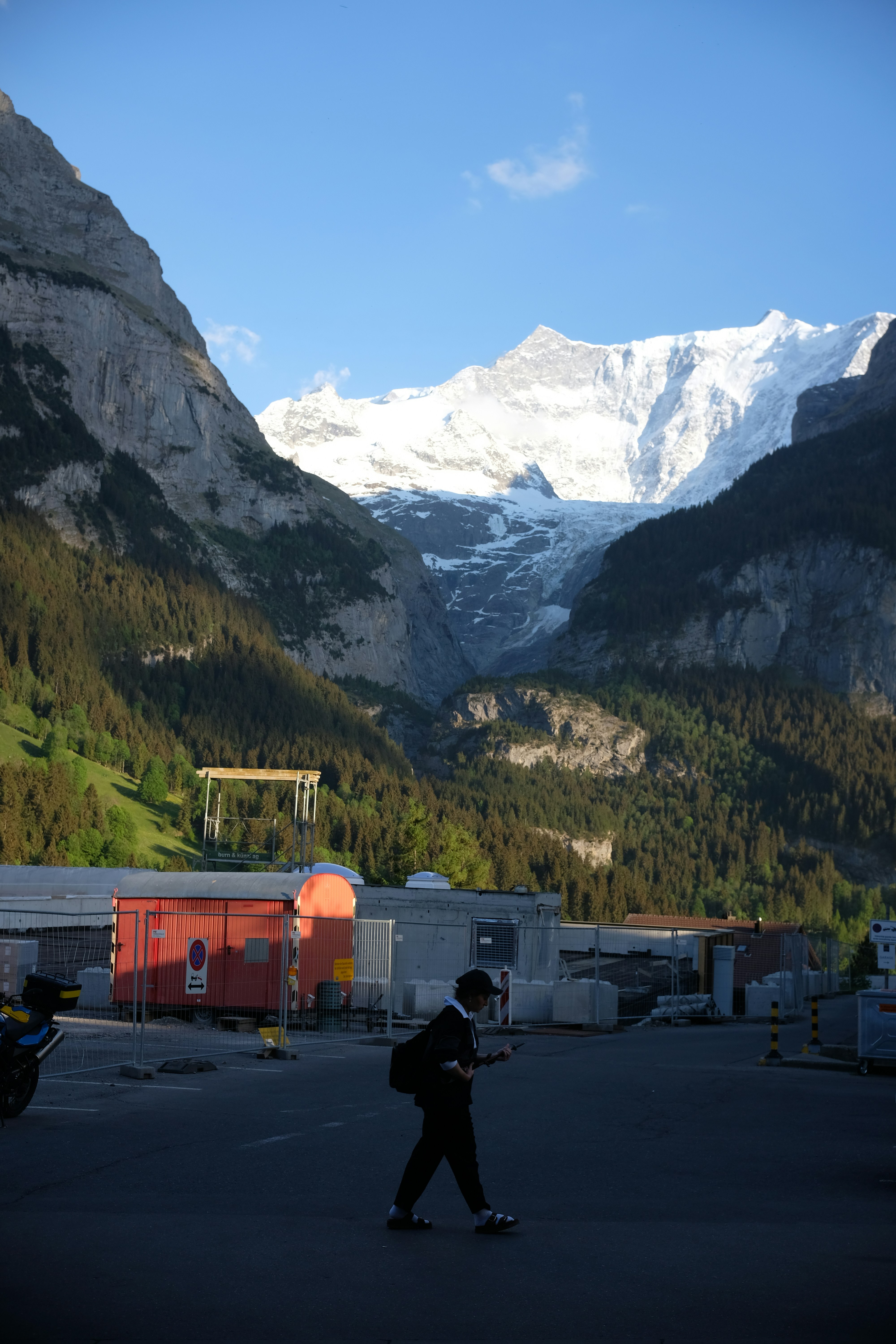 Sunlit Valley Gate: A Mountain Morning Beneath the Snow-Capped Peaks