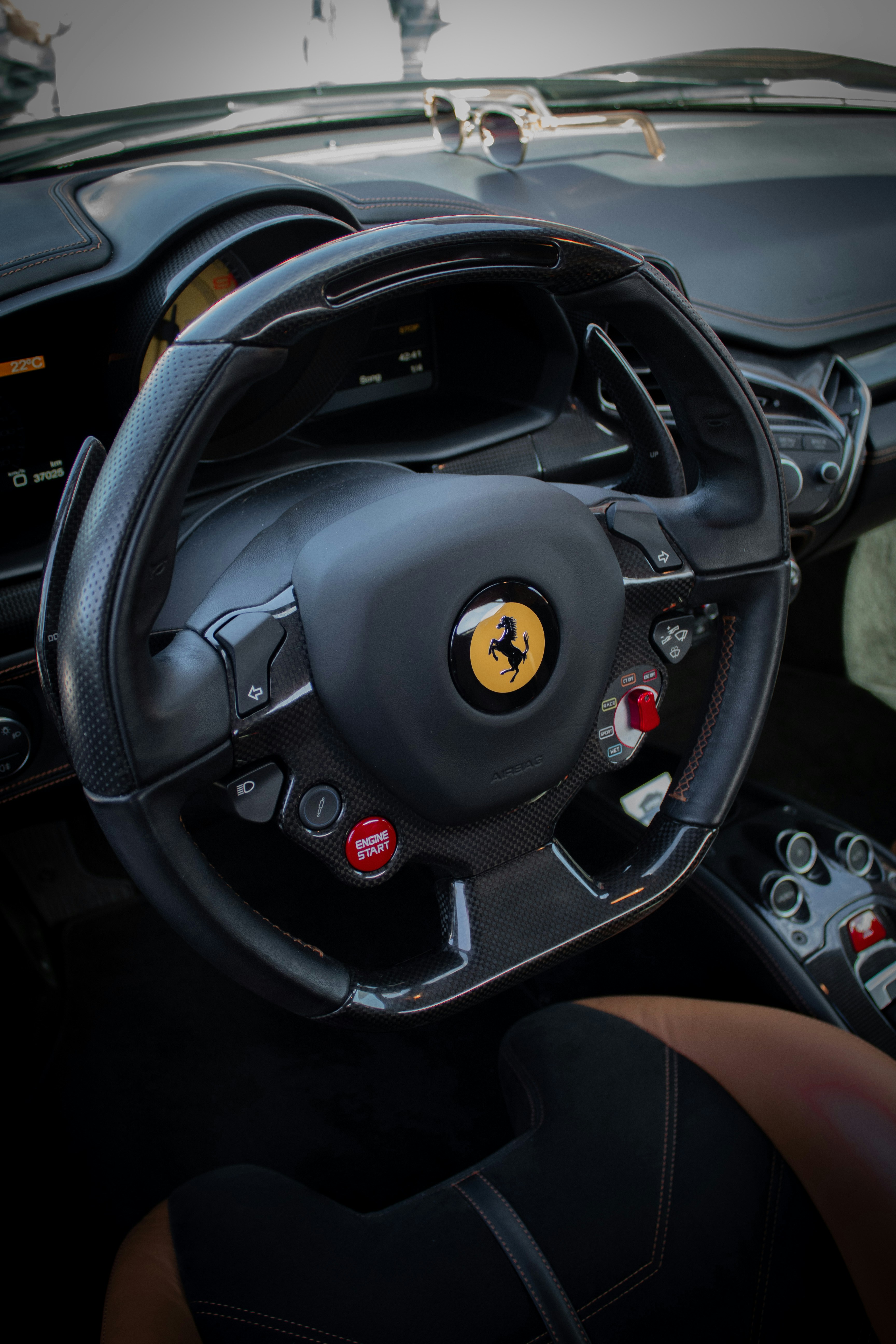 Ferrari Cockpit: Insightful Close-Up on Rotor-Top Steering