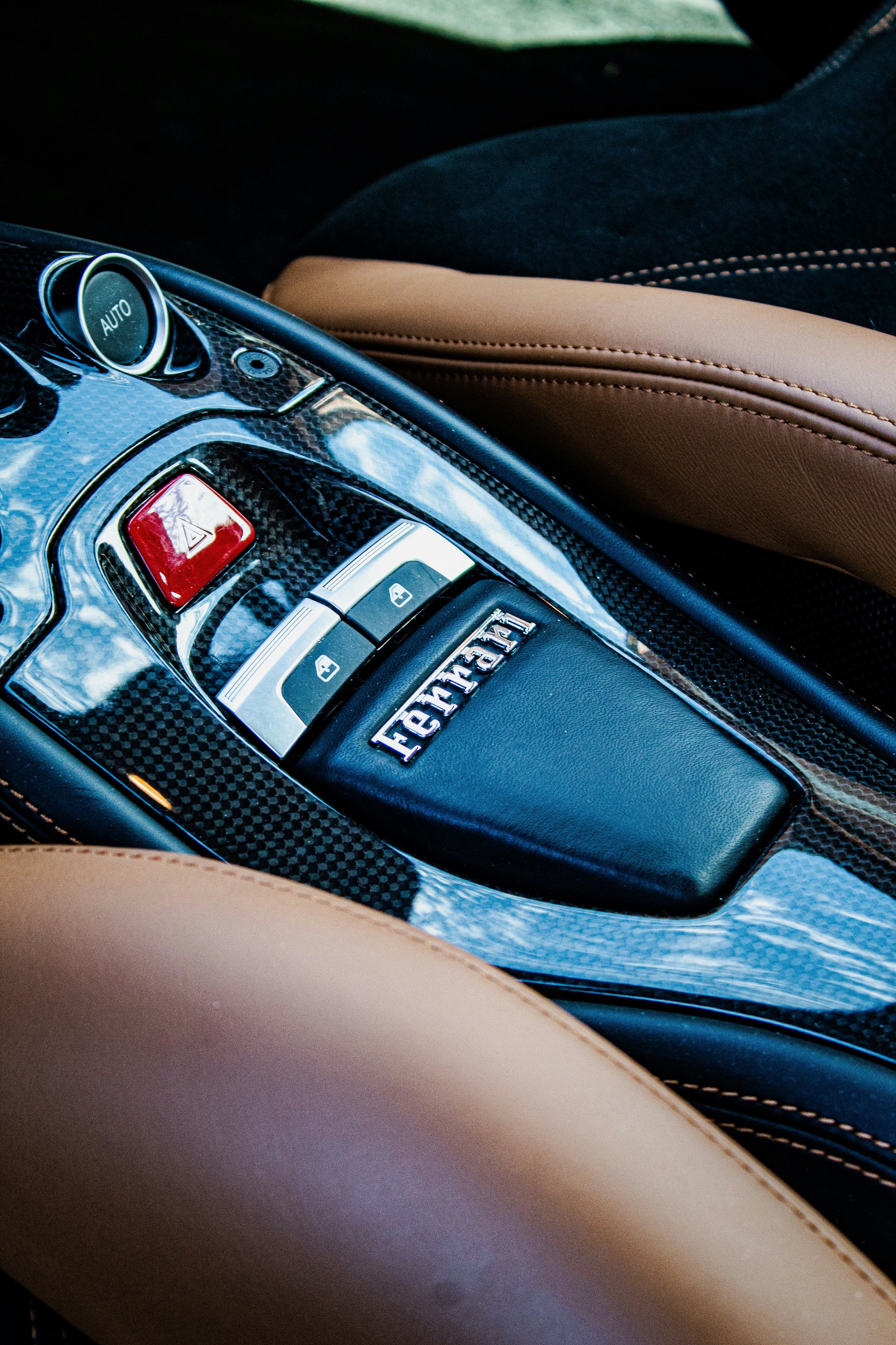 Luxurious Car Interior: A Close-Up on Ferrari's Center Console