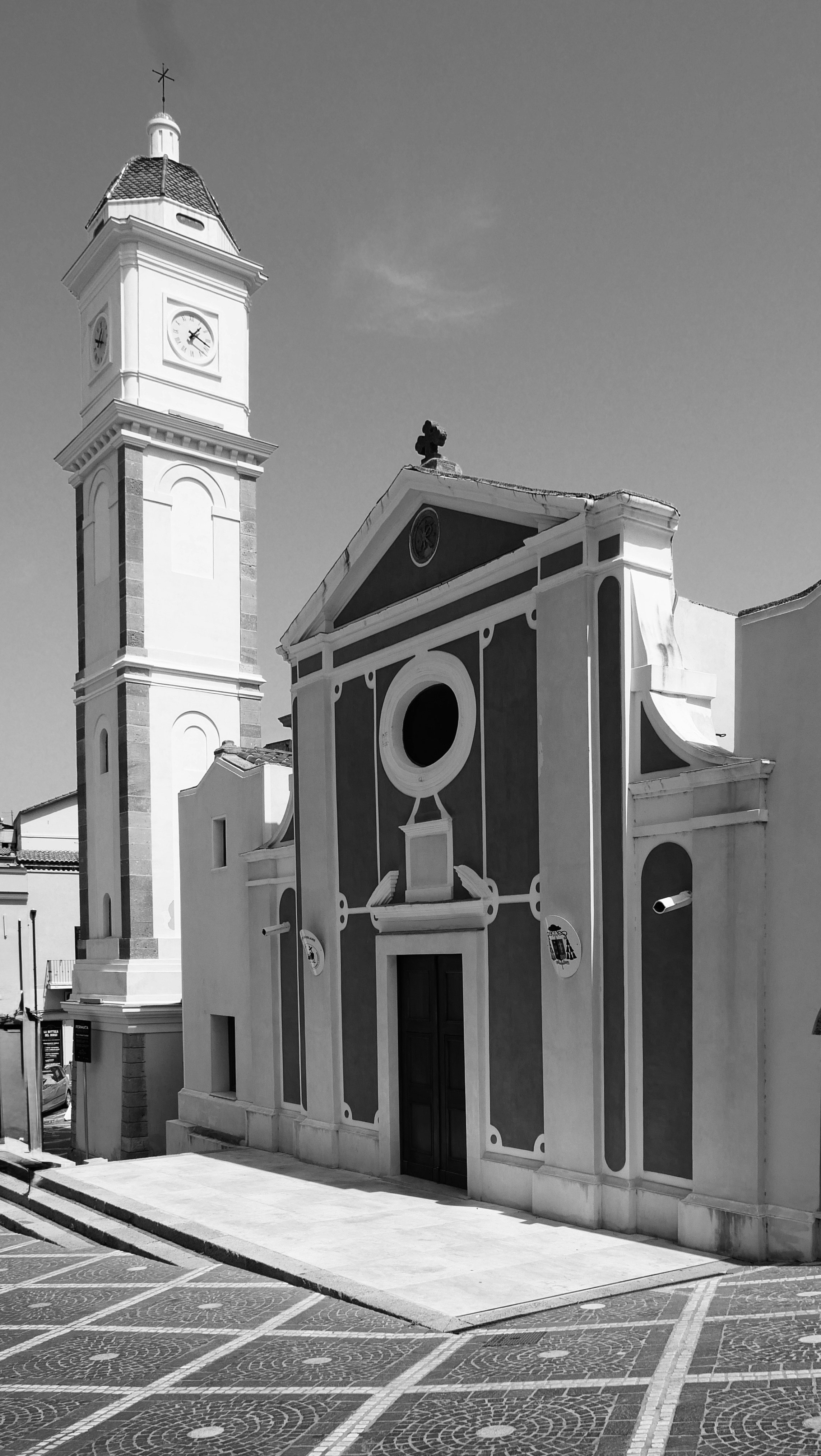Clock Tower and Facade in Monochrome Square