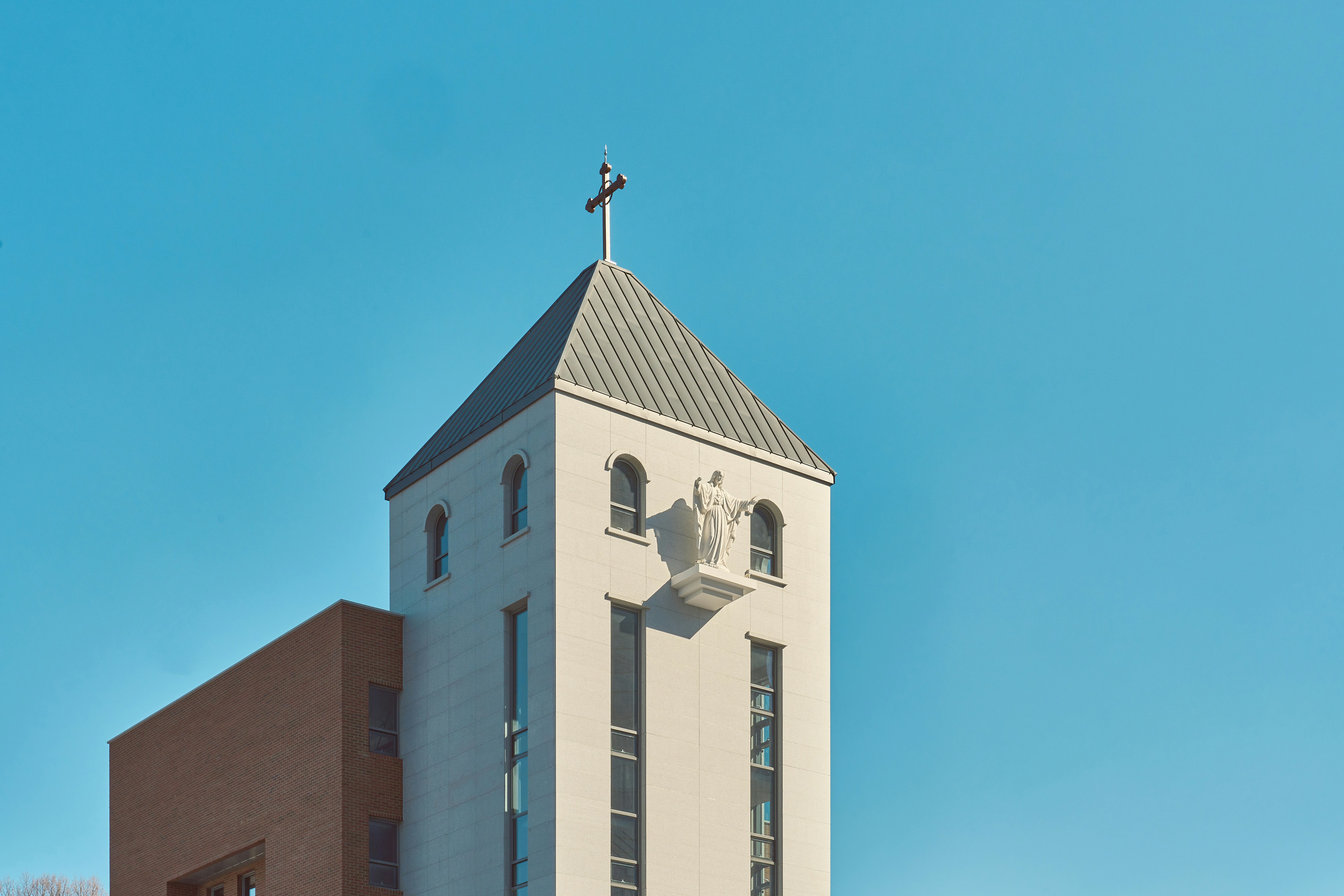The Cornered Bell Tower Reaches for a Clear Sky